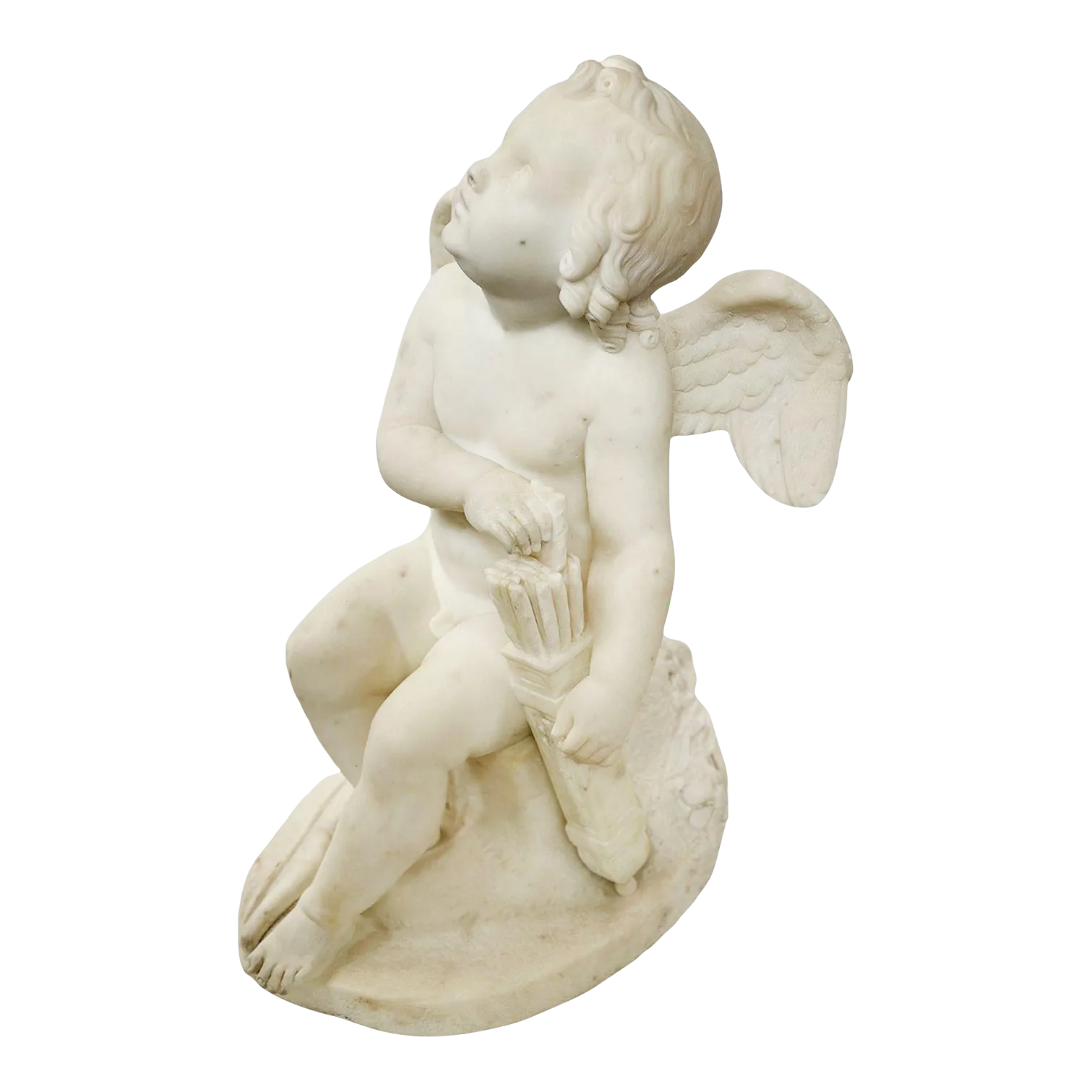 Late 19th Century Italian Carved Marble Cupid Sculpture | Chairish