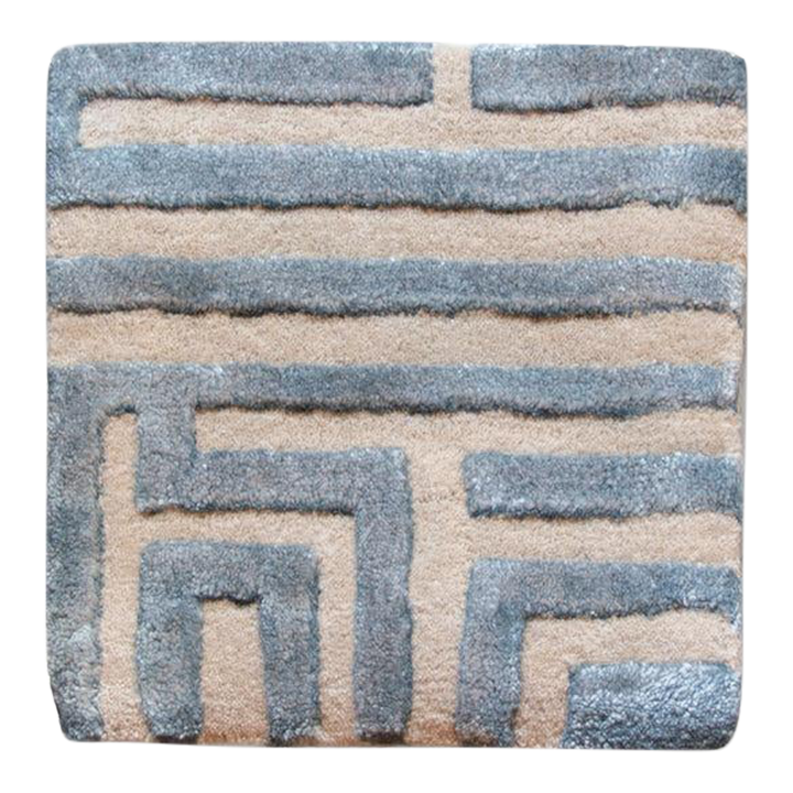 Sample Anatolia Maze Rug, Sky Blue, 12x12 | Chairish