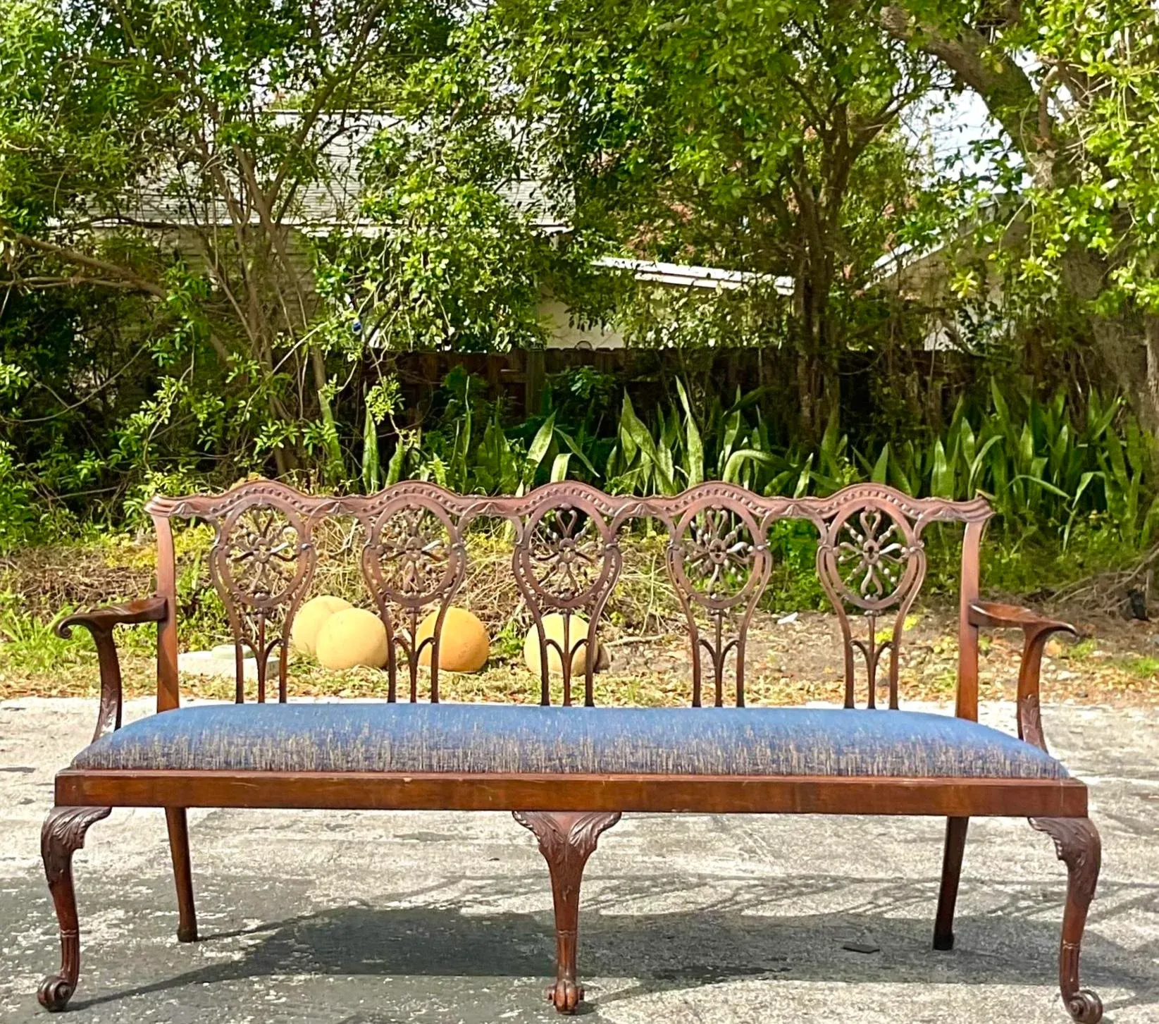 Vintage Regency Carved Georgian Bench