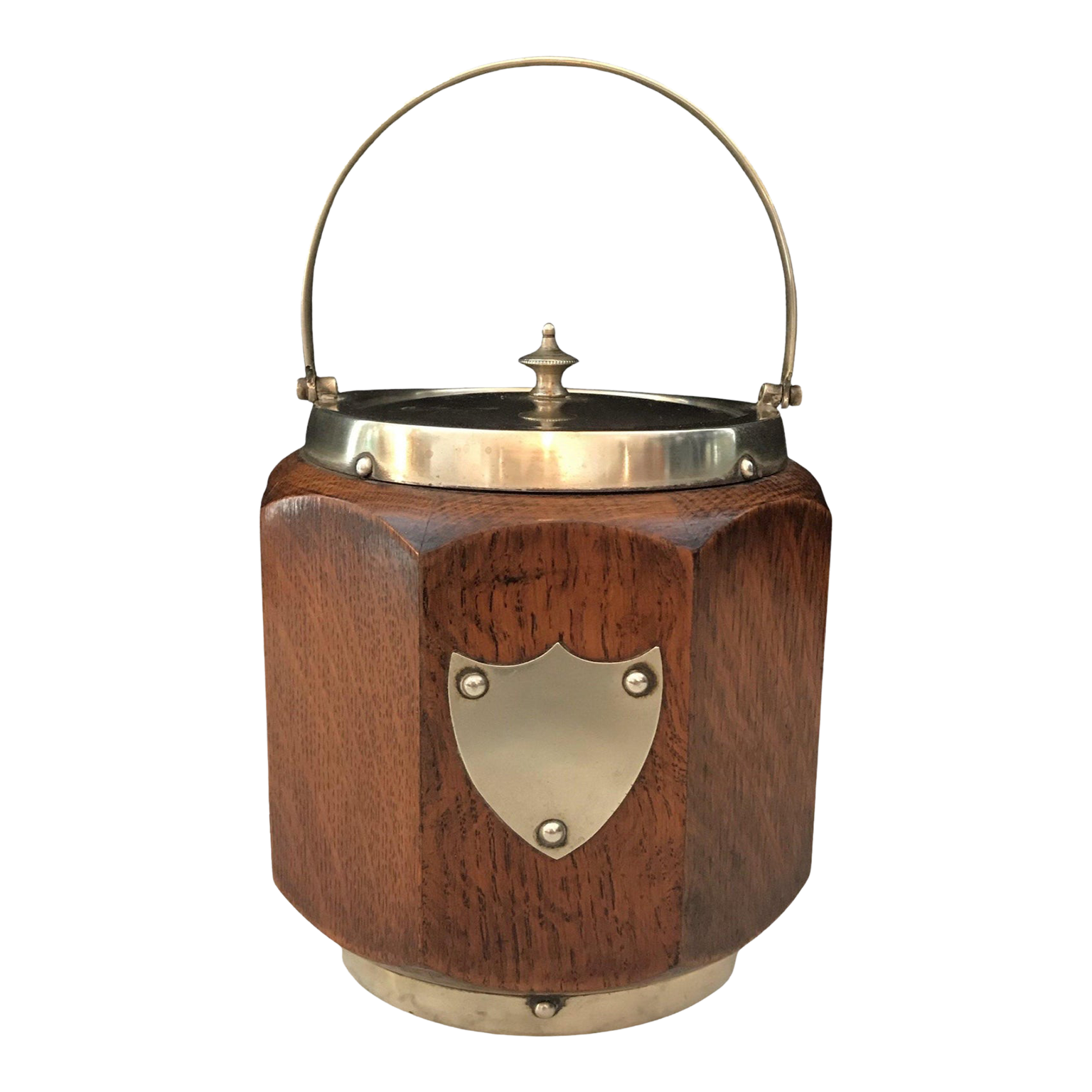 1920s Carved English Oak Biscuit Barrel | Chairish