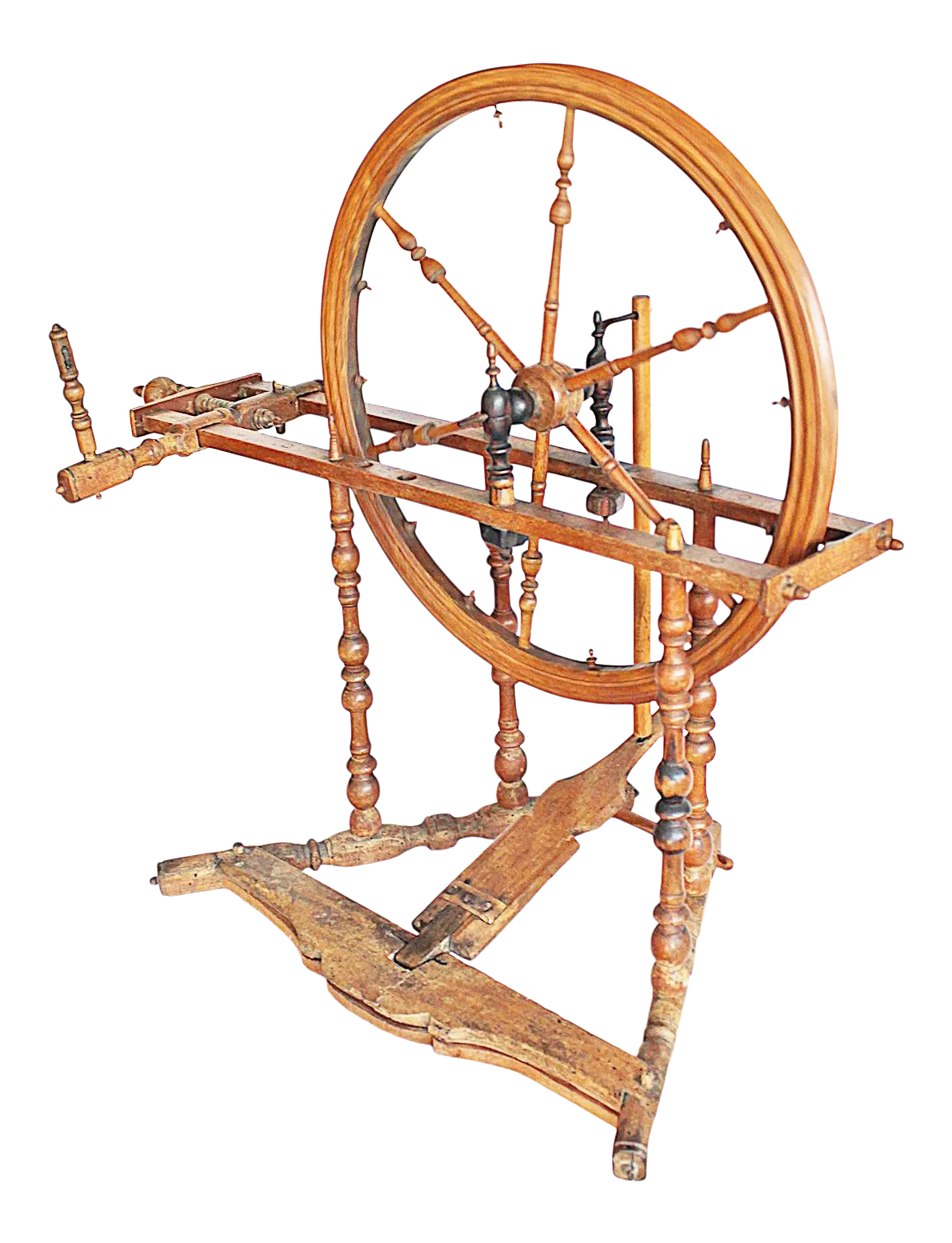 Mid 19th Century French Miniature Spinning Wheel | Chairish