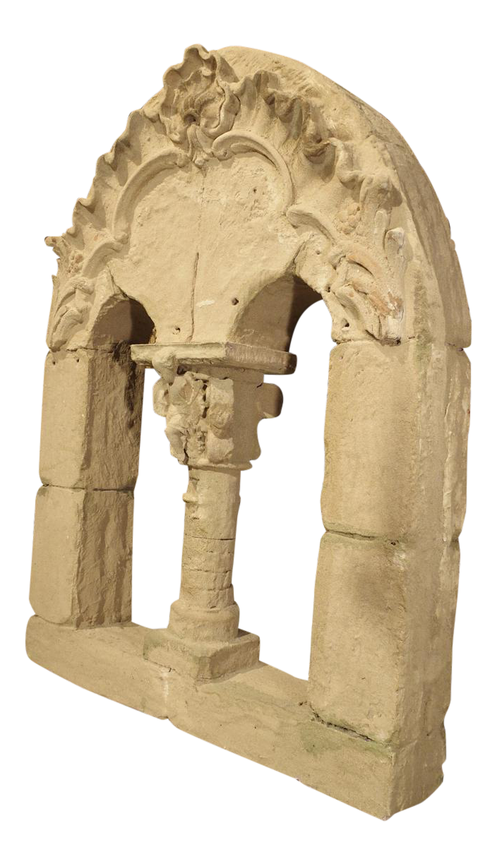 French Faux Stone Neo-Roman Style Window Theater Decor | Chairish