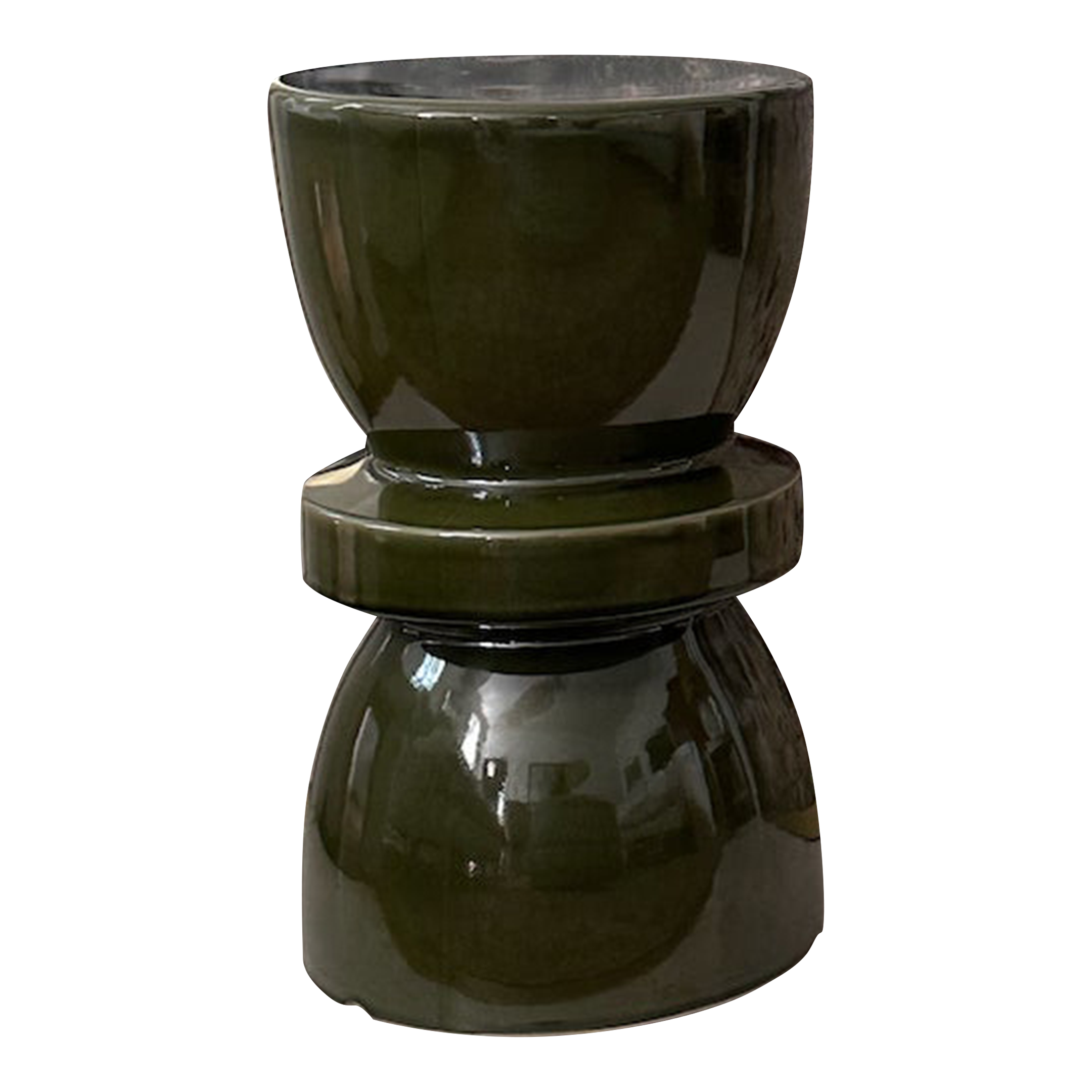 Madegoods Binx Ceramic Garden Stool/Side Table in Gloss Green | Chairish