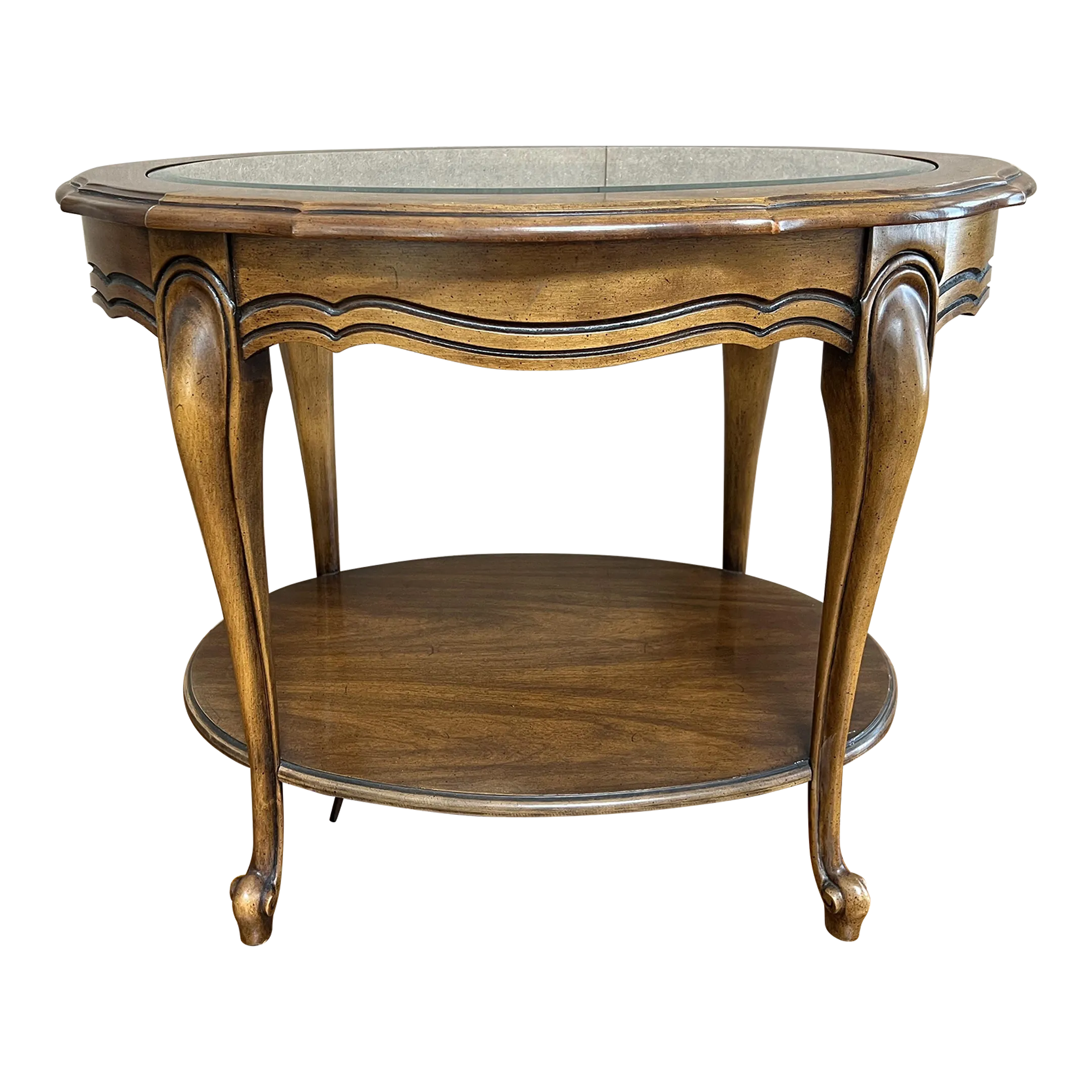 Late 20th Century Scalloped-Edge Solid Wood Accent Table With Wavy ...
