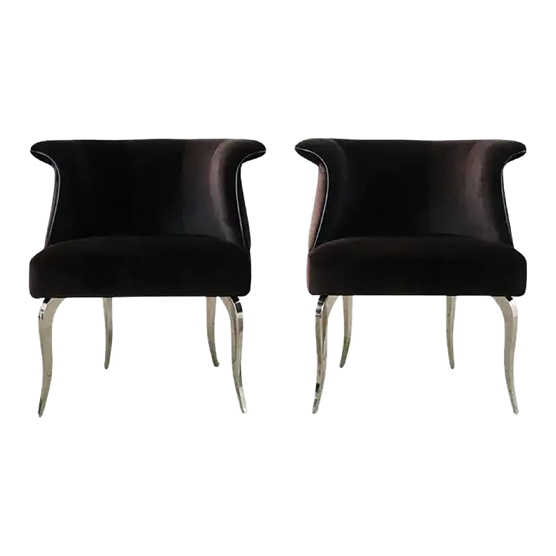 Pair of Fendi Casa Velvet Chrome Tulip Chairs | Chairish