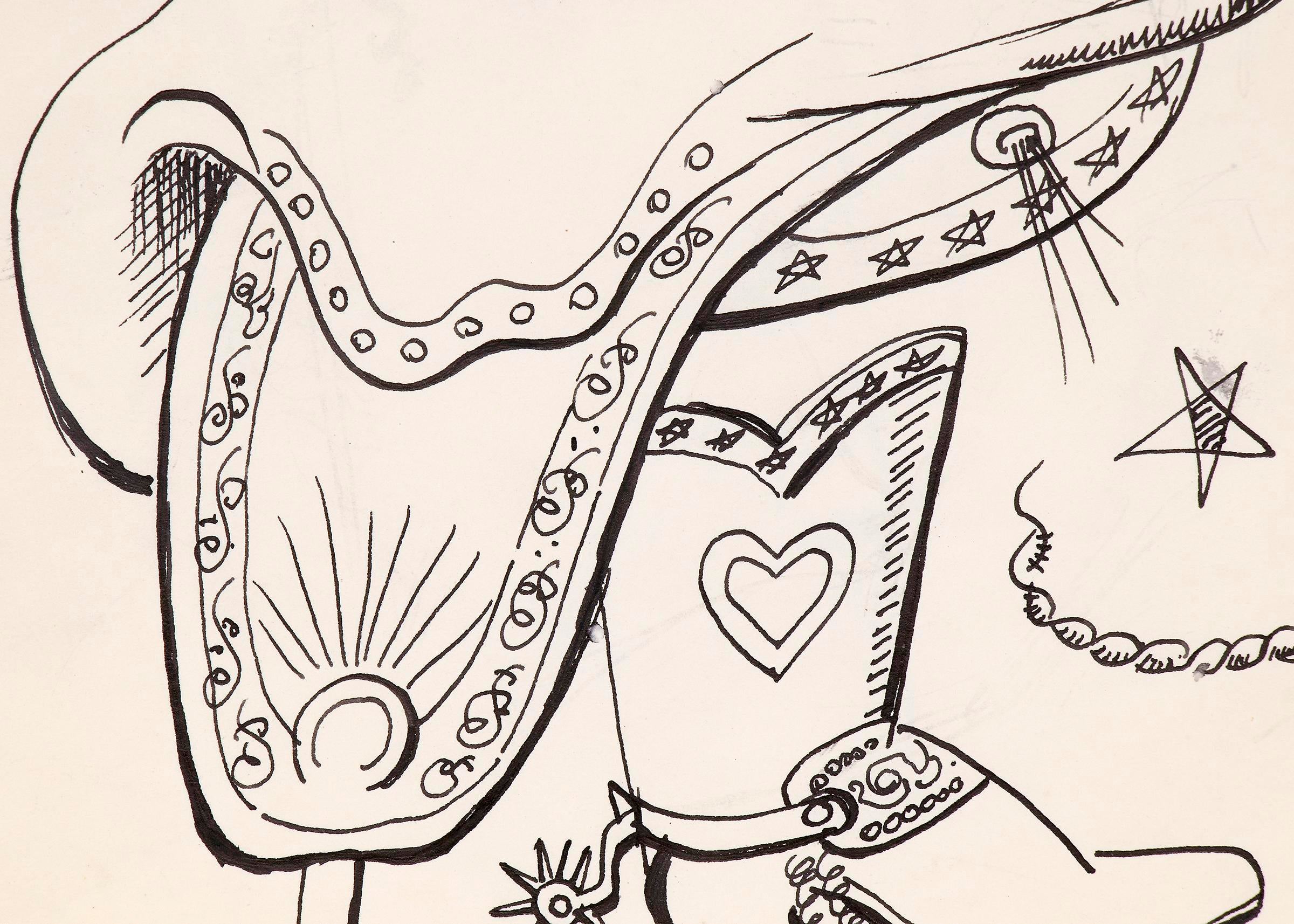 Cowboy Boot Ink Drawing