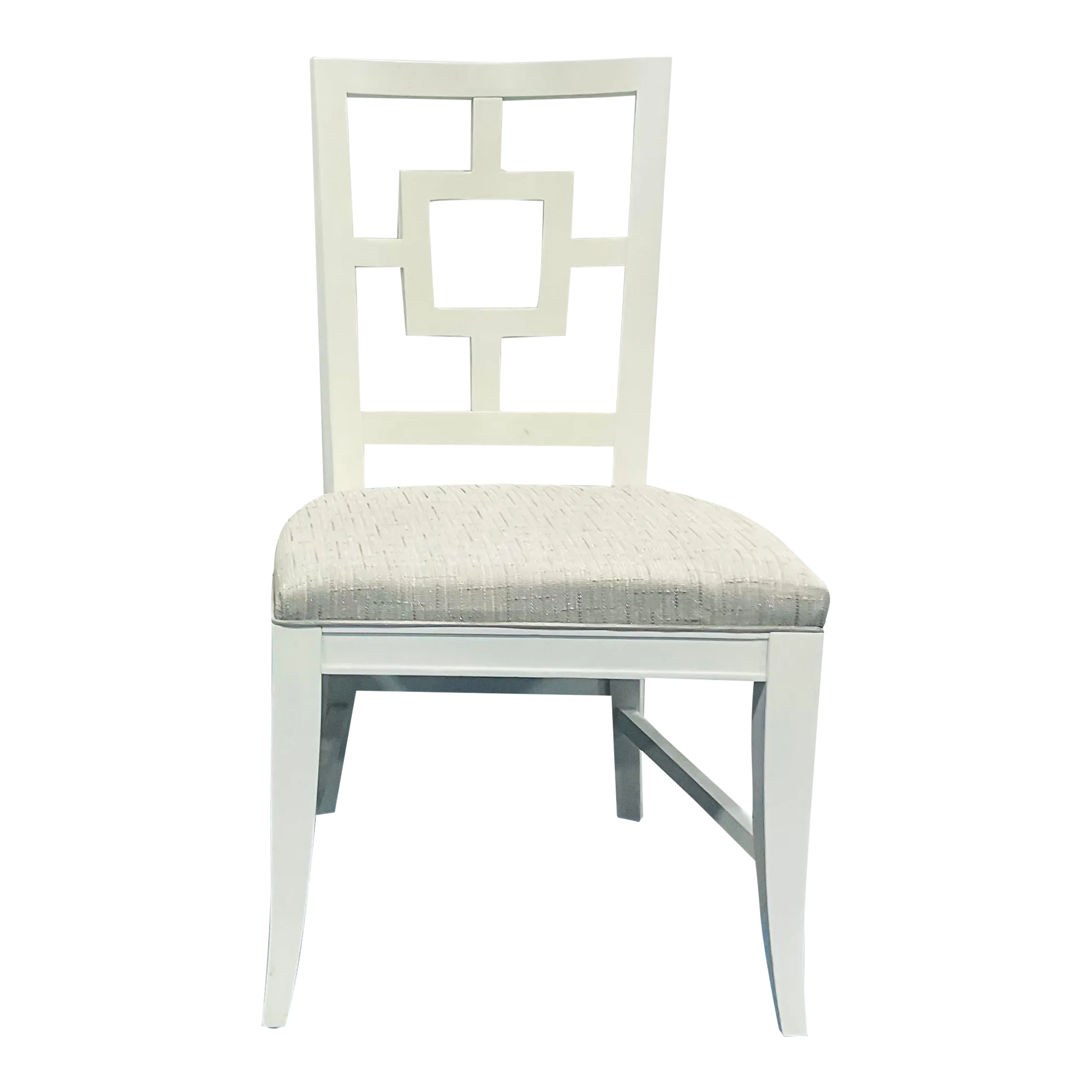 Modern White Geometric Back Side Chair | Chairish