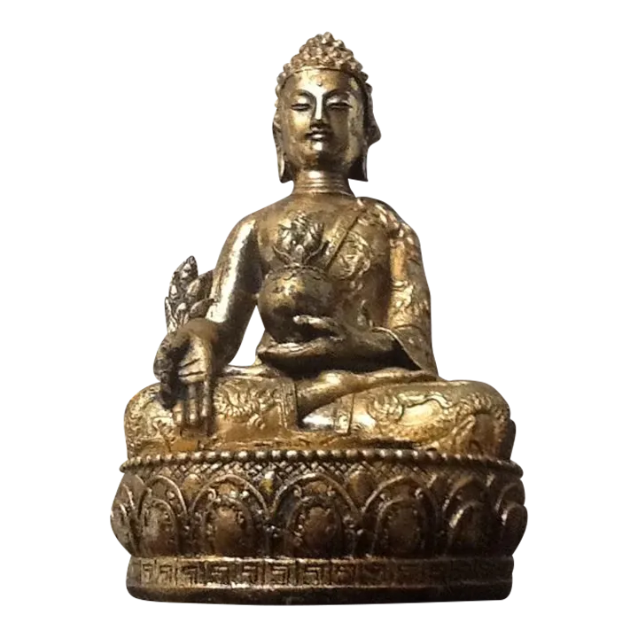 Indian Buddha Gold Gilt Resin Statue | Chairish