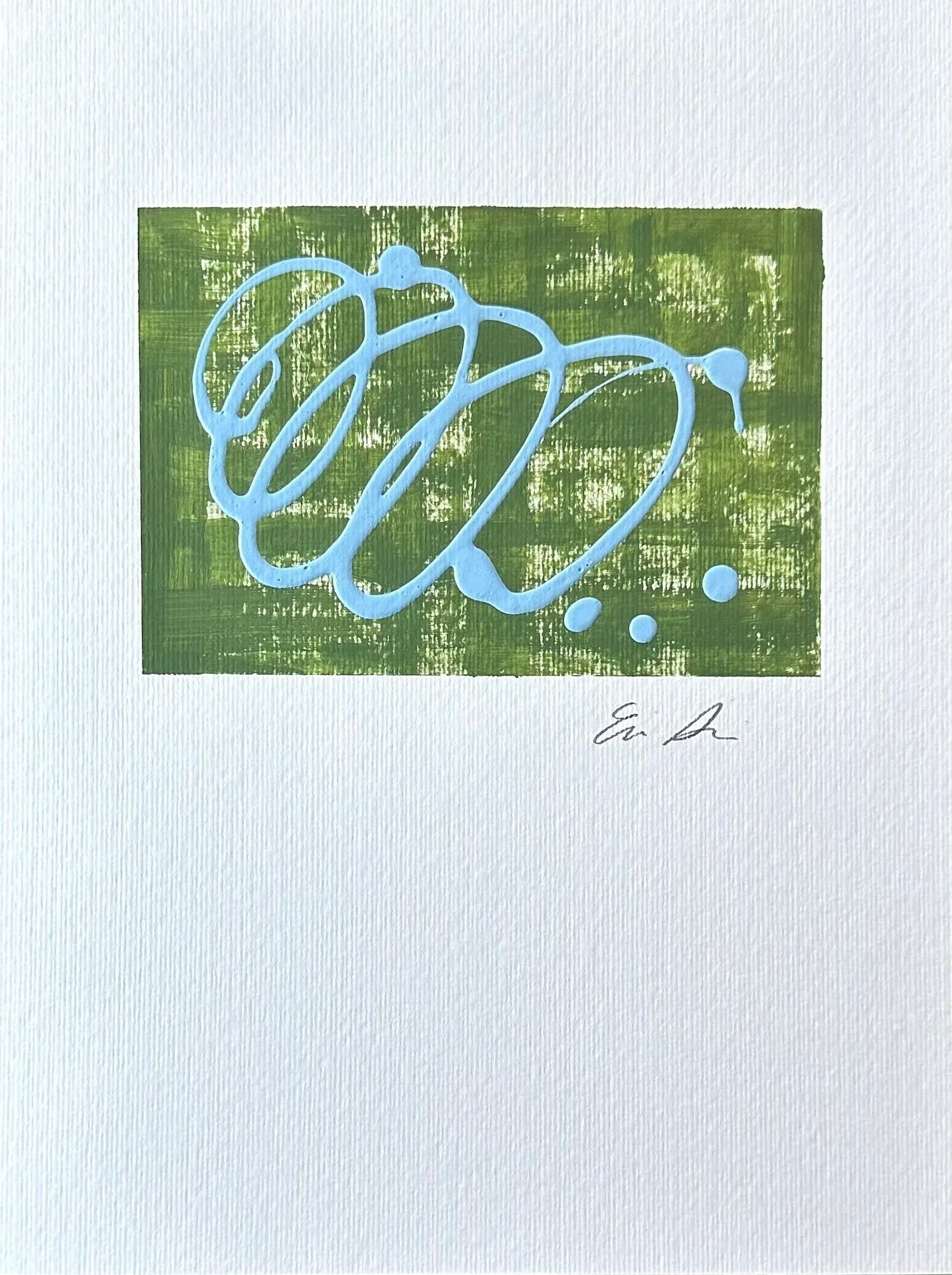 Erin Simon Original "Imperfection (Sky Blue on Moss Green)" Abstract ...