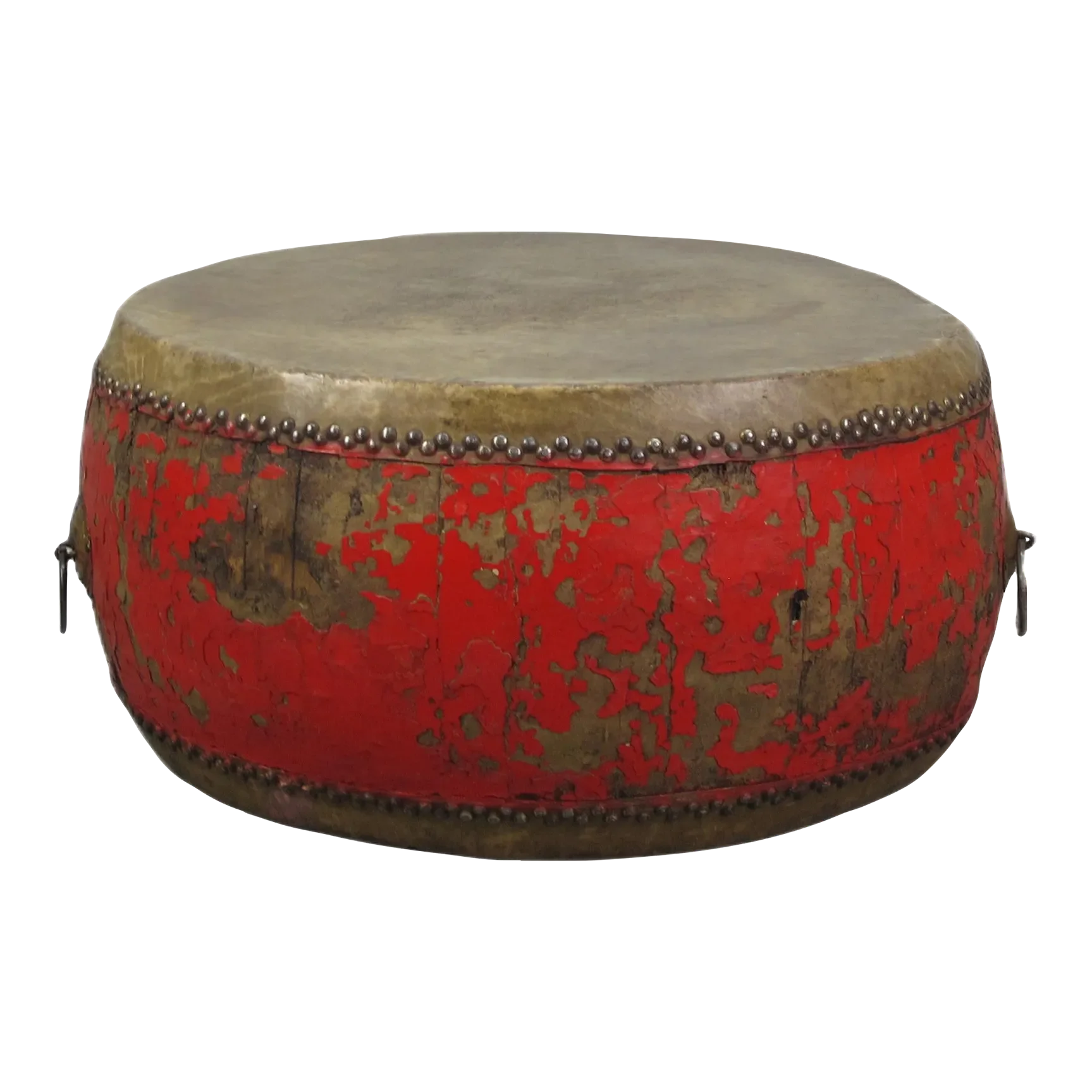 24” Inch Round Antique Chinese Red Drum | Chairish