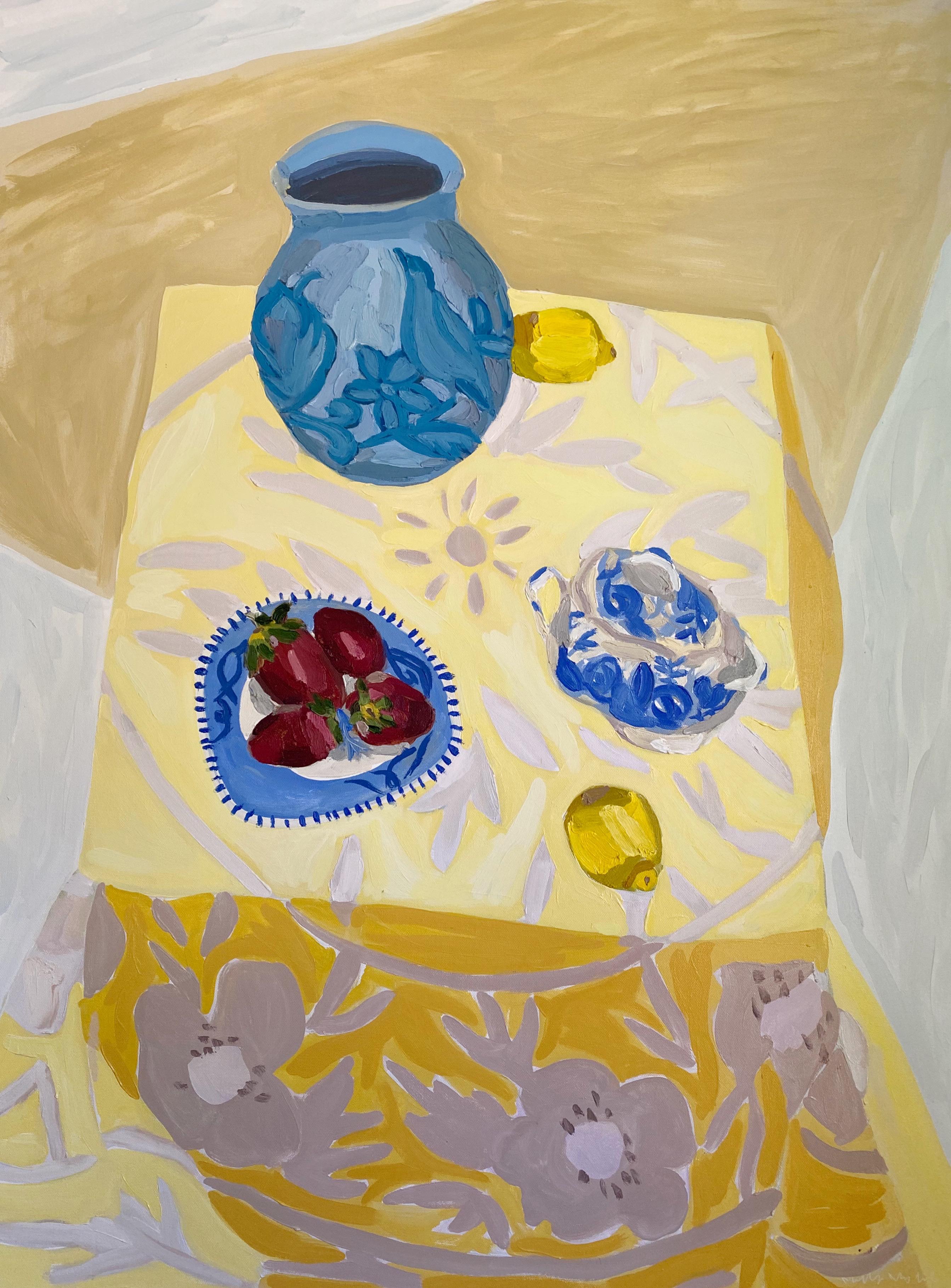 "Strawberries and Cream" Expressionist Still Life Oil Painting by Molly ...