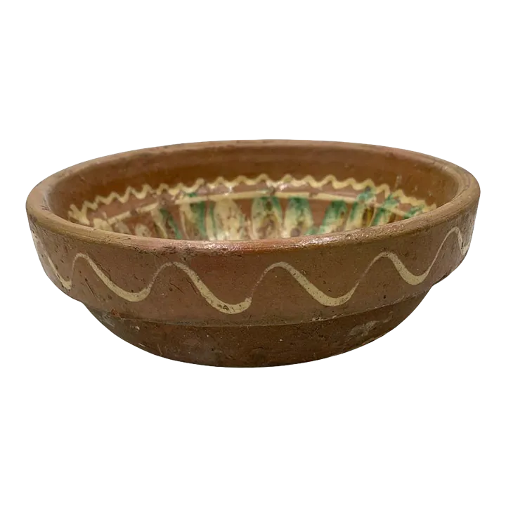 Antique Hungarian Folk Art Decorative Bowl | Chairish