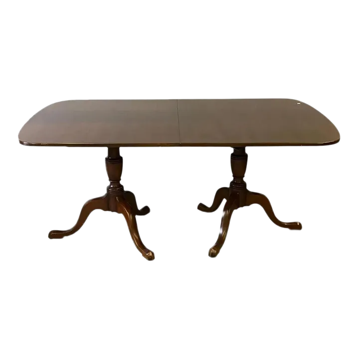Mid 20th Century Kittinger Solid Mahogany Two Pedestal Dining Table ...