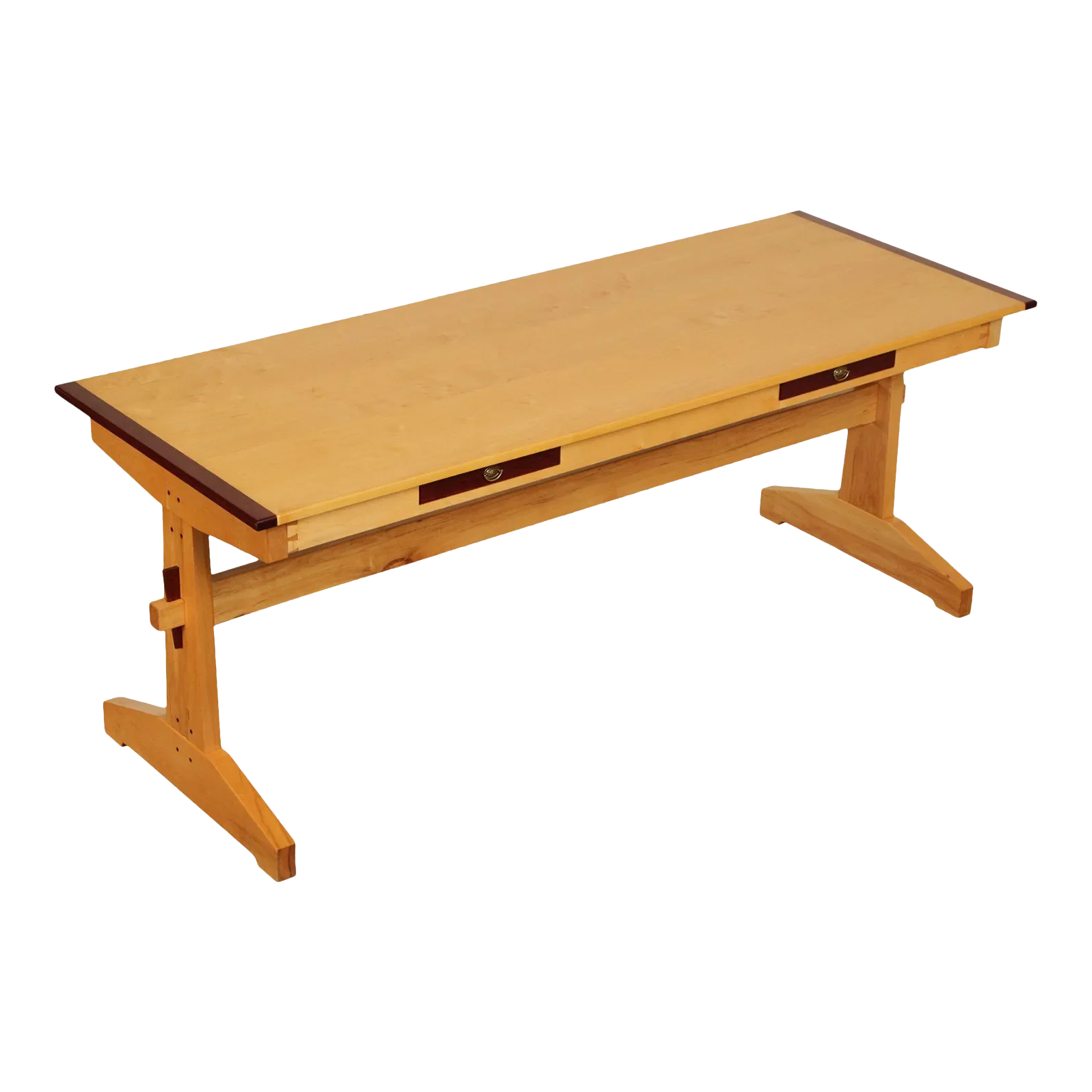 Custom Quality Maple Trestle Library Table Partner's Desk | Chairish