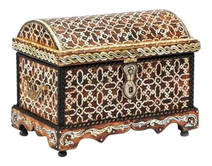 Midcentury Inlaid Chest Box or Jewelry Casket | Chairish