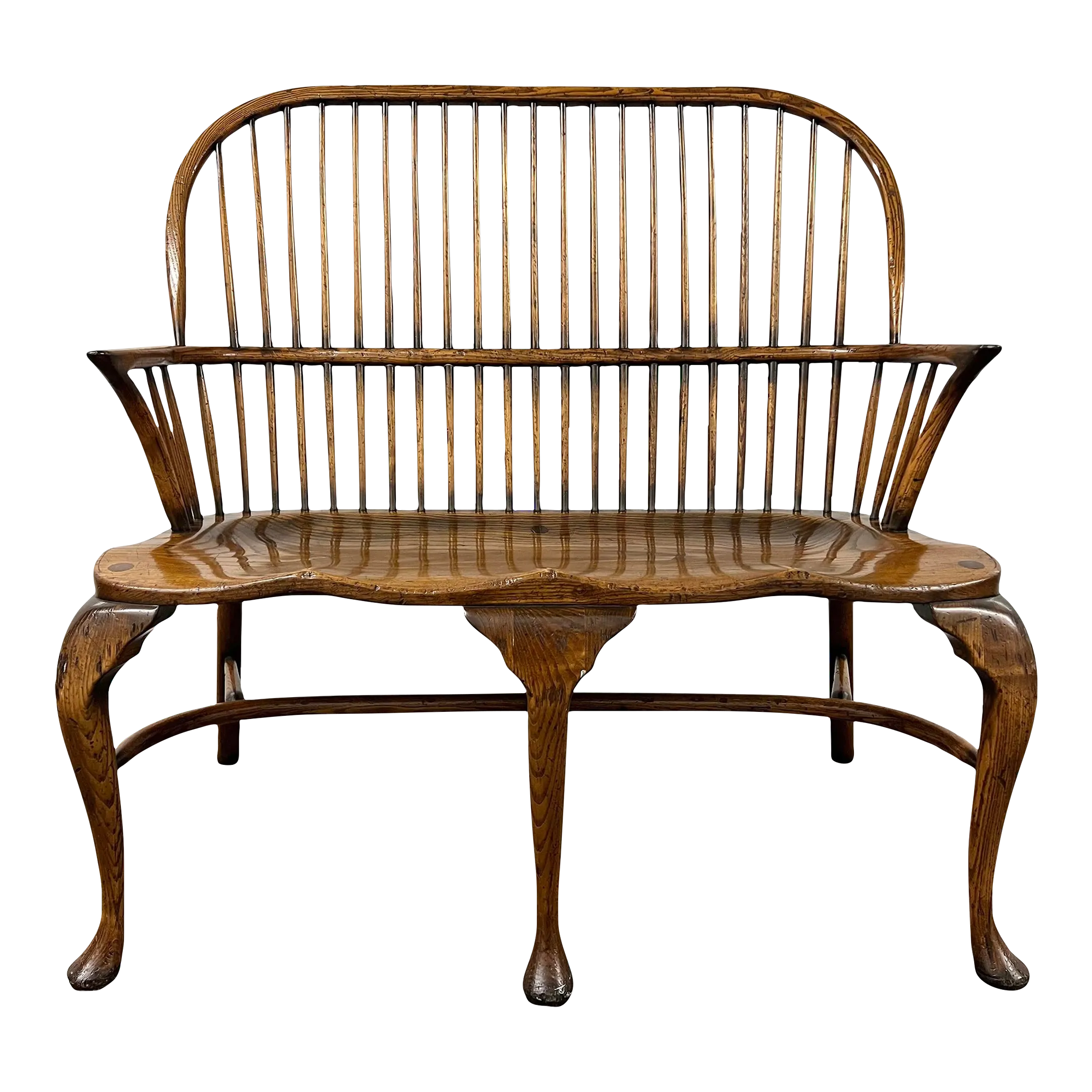 20th Century English Oak Sack-Back Bench | Chairish