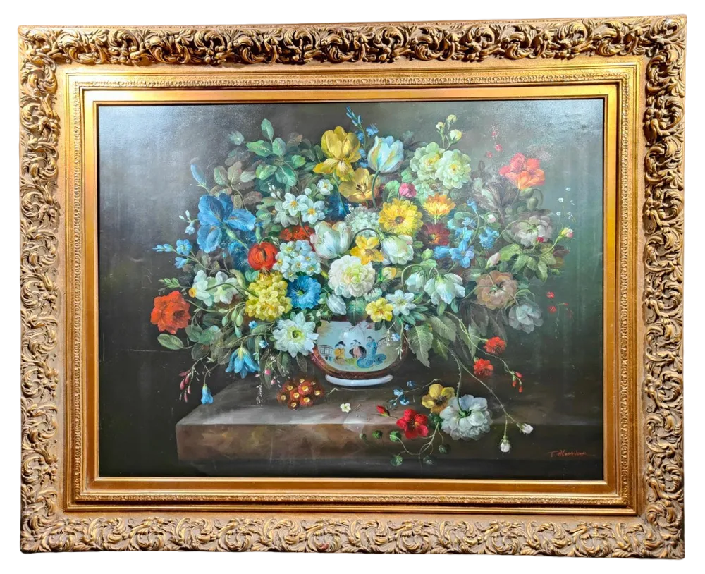 Terence Alexander-British, Still Life, 1950, Large Oil on Canvas | Chairish