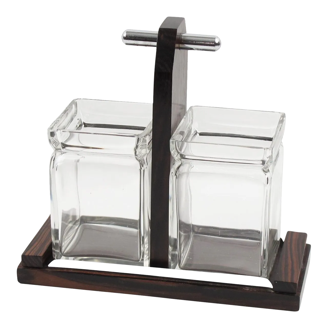 Art Deco Macassar Wood and Crystal Condiment Set, 1930s | Chairish