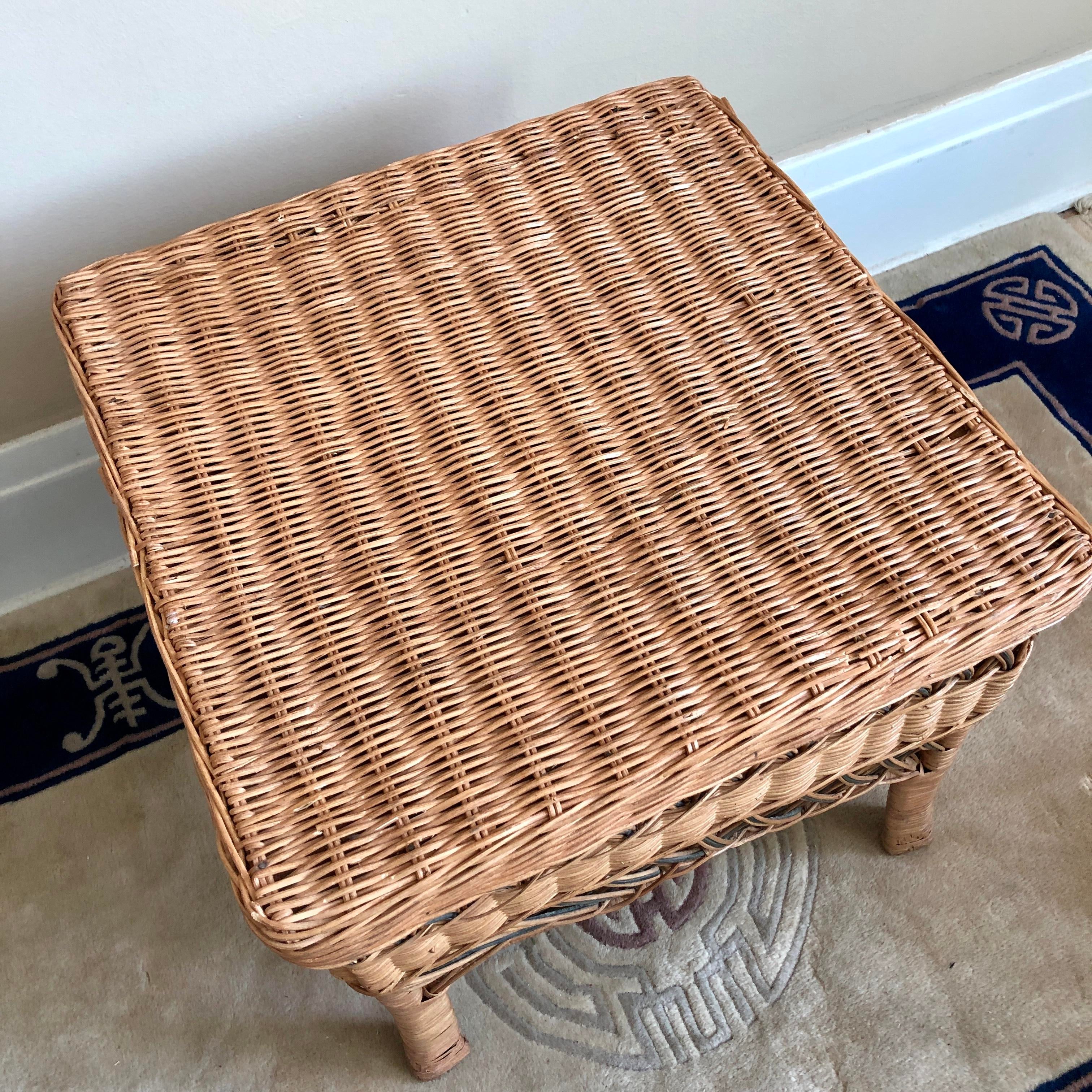 Antique Wicker Footstool Ottoman