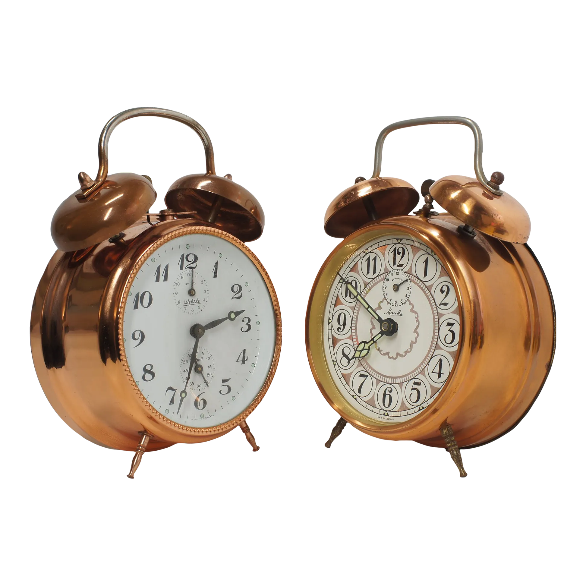 20th Century German Alarm Clocks Mauthe and Wehrle - Set of 2 | Chairish