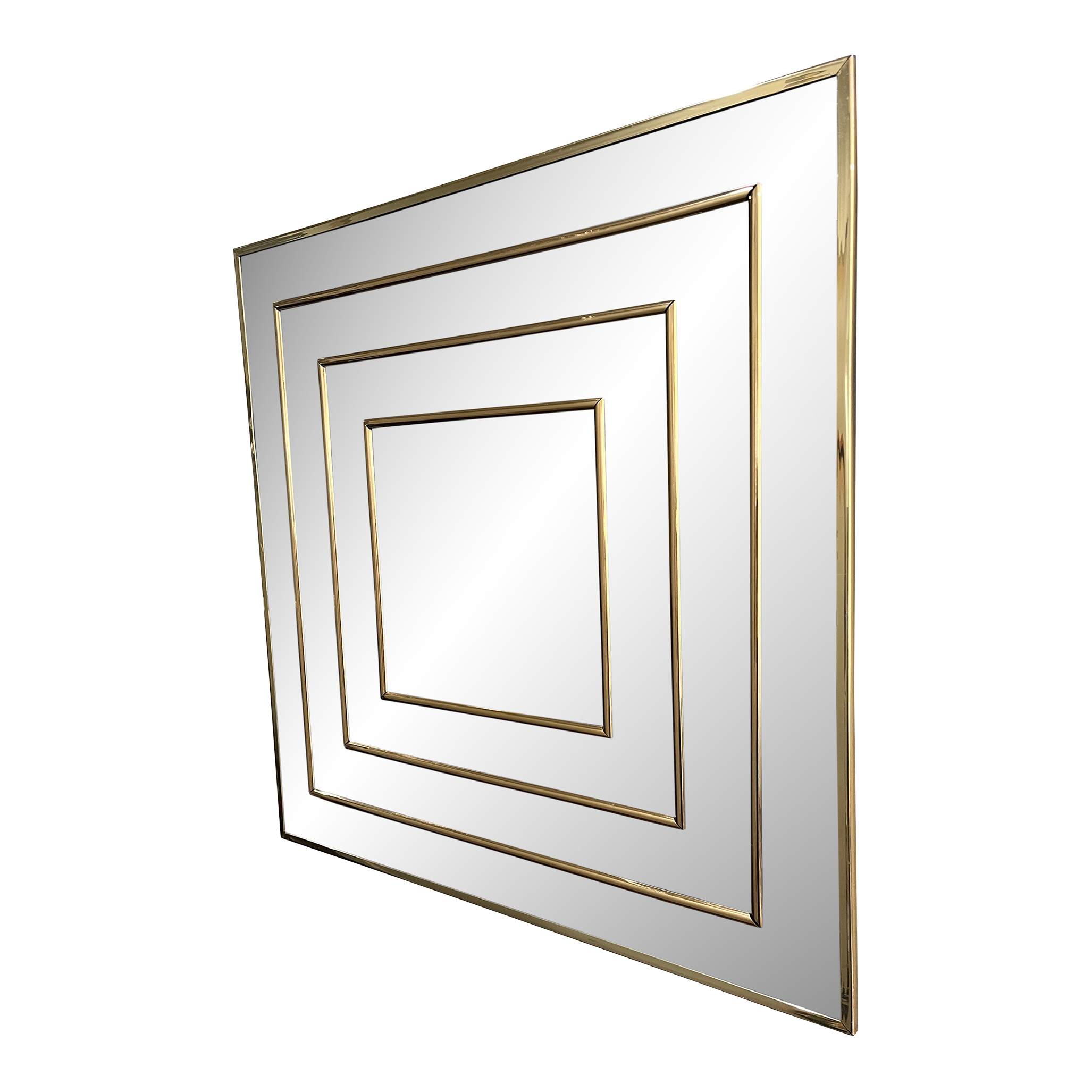 Vintage 1980s Gold-Tone Geometric Diamond Square Wall Mirror | Chairish