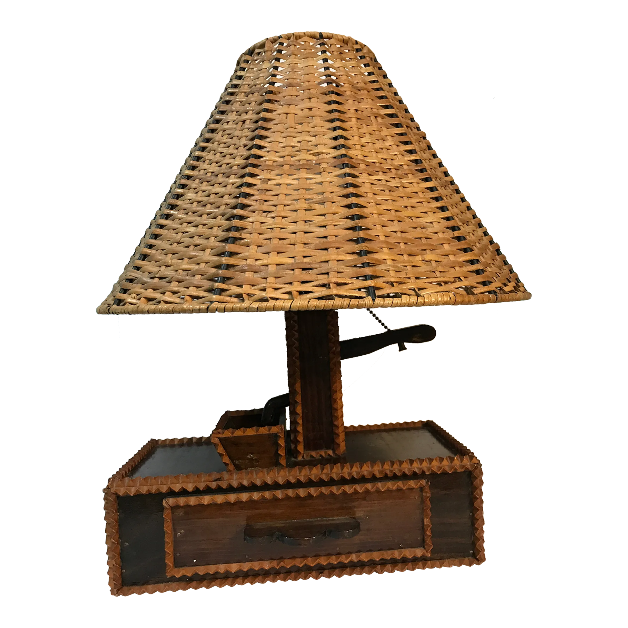 Early 20th Century Tramp Art Lamp With Water Pump/Trough/Drawer With ...