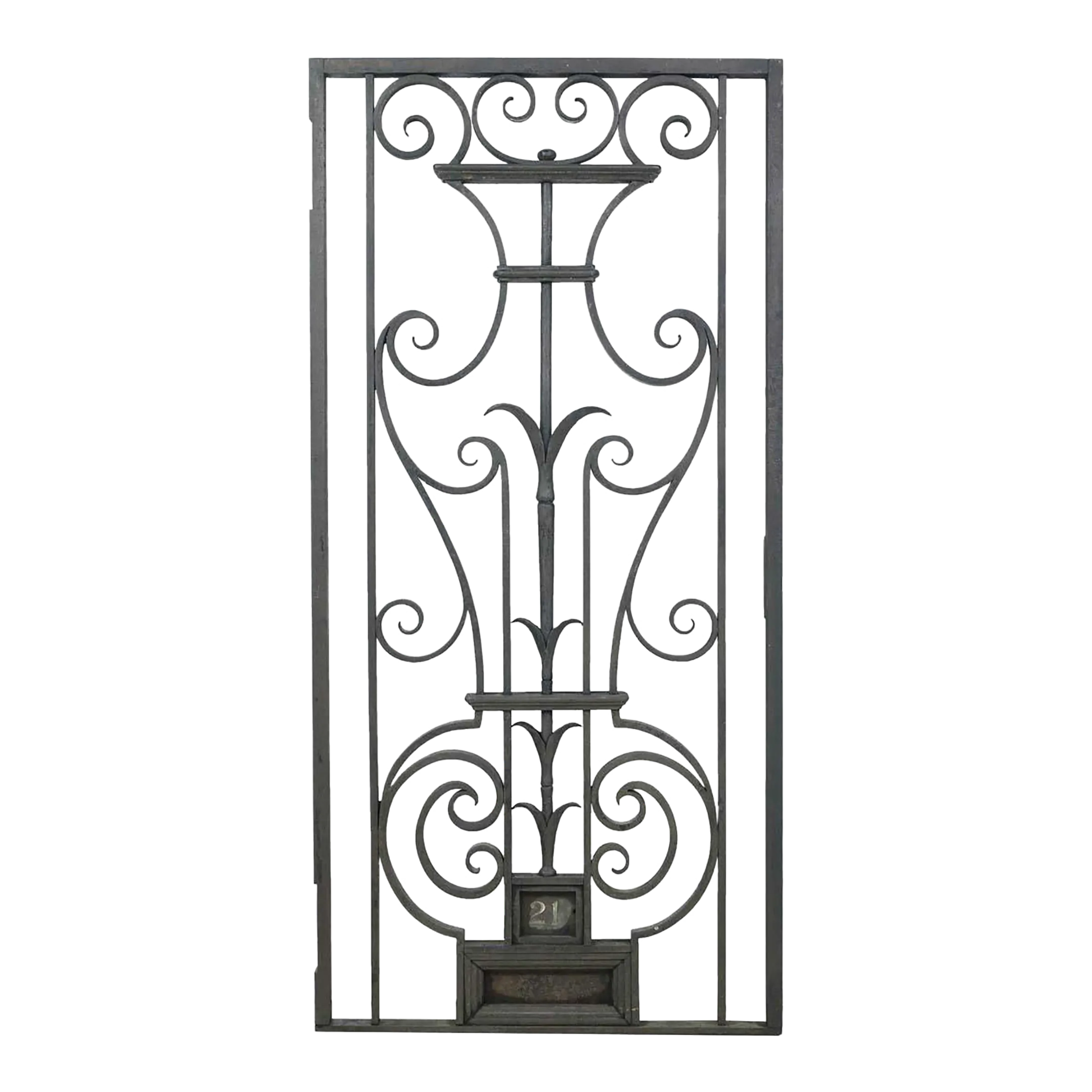 Mid 20th Century Reclaimed Urn Design Wrought Iron Window Guard Panel ...
