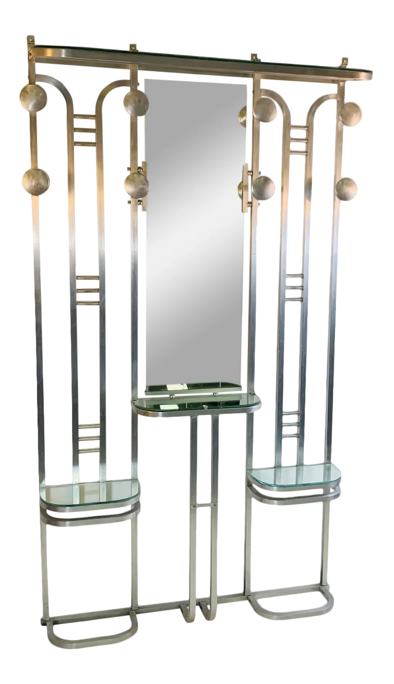 1930s Modernist Art Deco Aluminum Hall Rack | Chairish