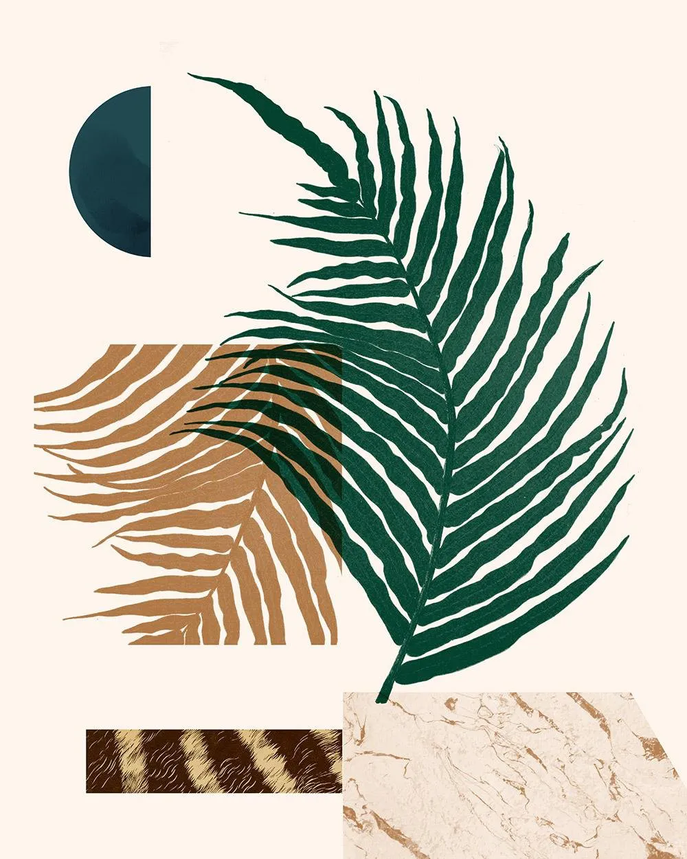 Modern Botanical Collage in Green and Terracotta + Minimal Geometric ...
