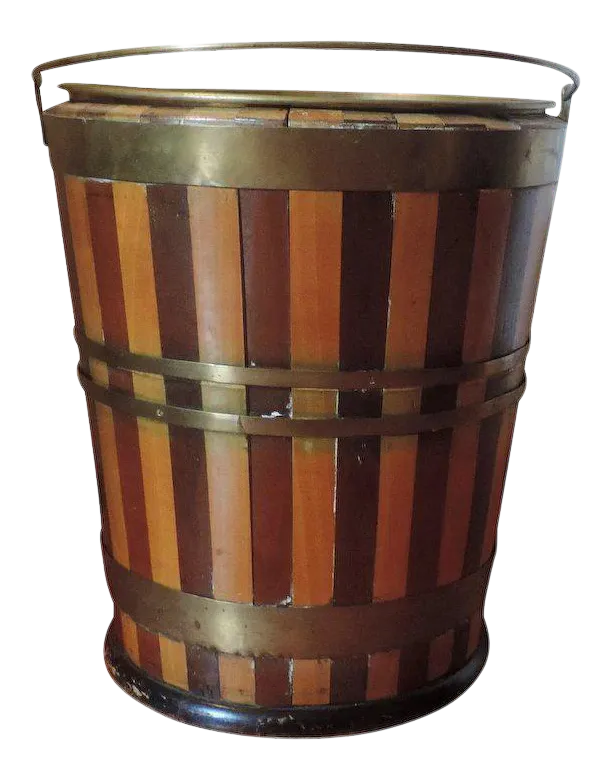 19th Century English Regency Peat Bucket with Brass Liner | Chairish
