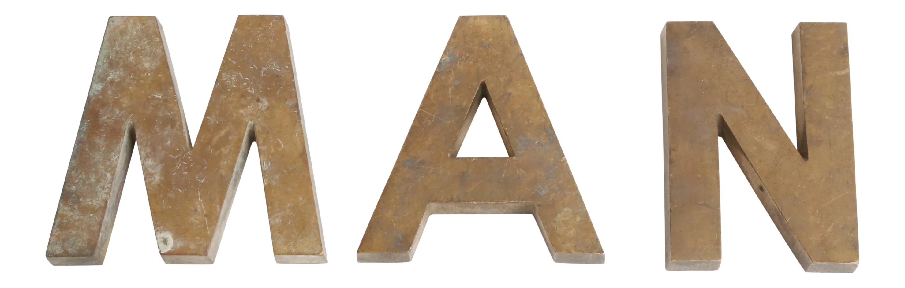 Vintage Solid Brass Letter M A N Paper weights / Sign - Set of 3 ...