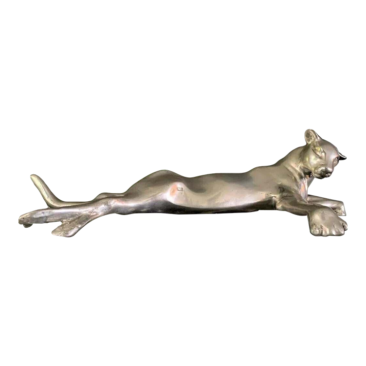 Late 20th Century Pewter Lioness Sculpture on Lucite Base by Castor ...