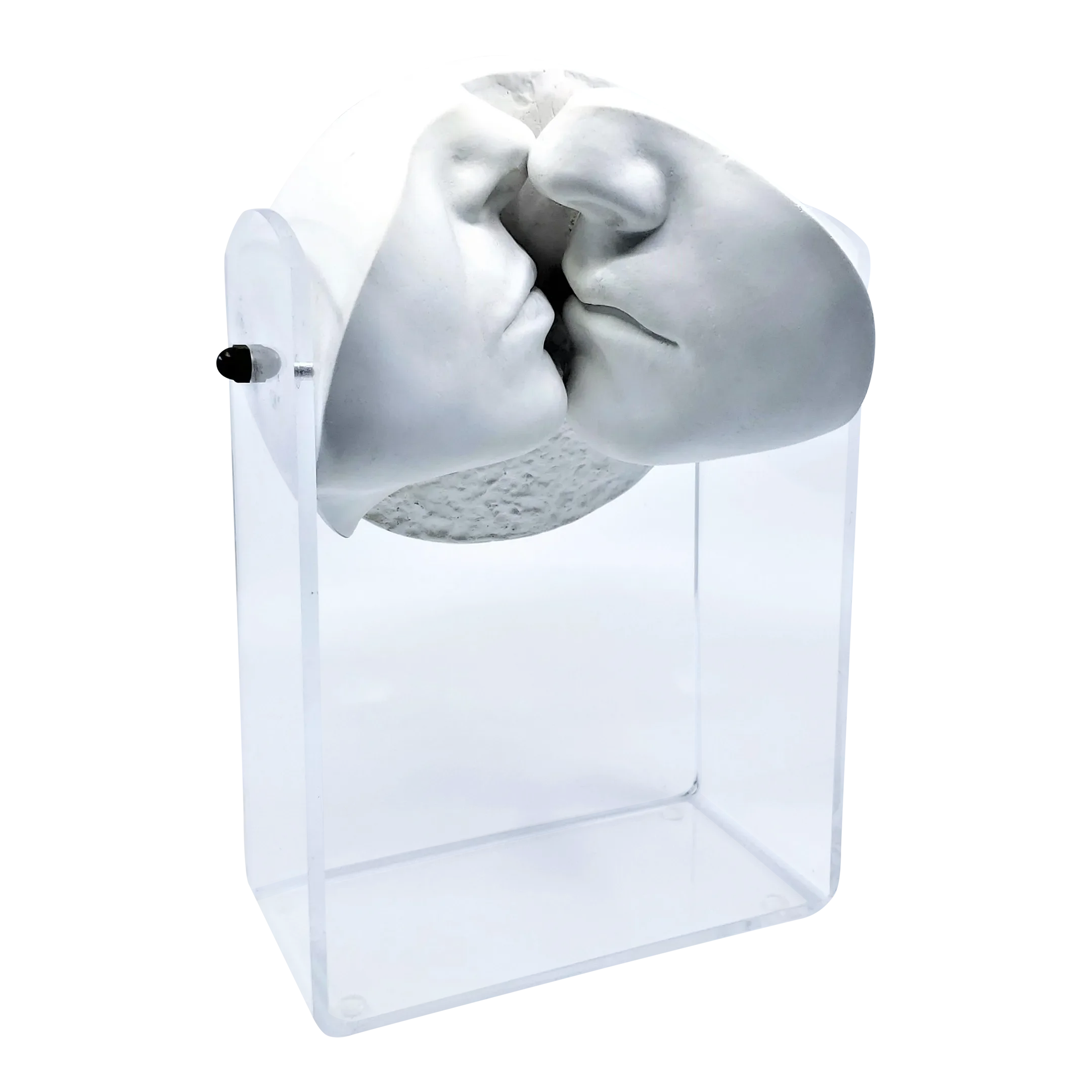 Vintage Lucite and White Plaster Kiss Table Sculpture, Signed and Dated ...