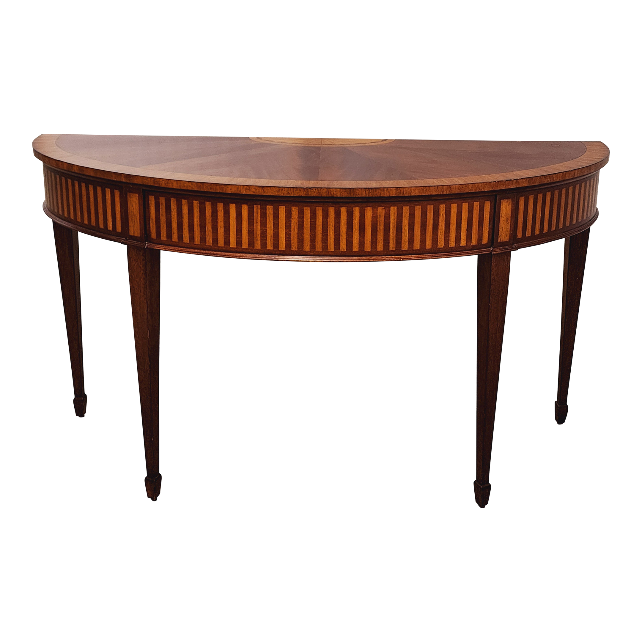Ethan Allen Federal Style Inlaid Mahagony Demi- Lune Console Table ...