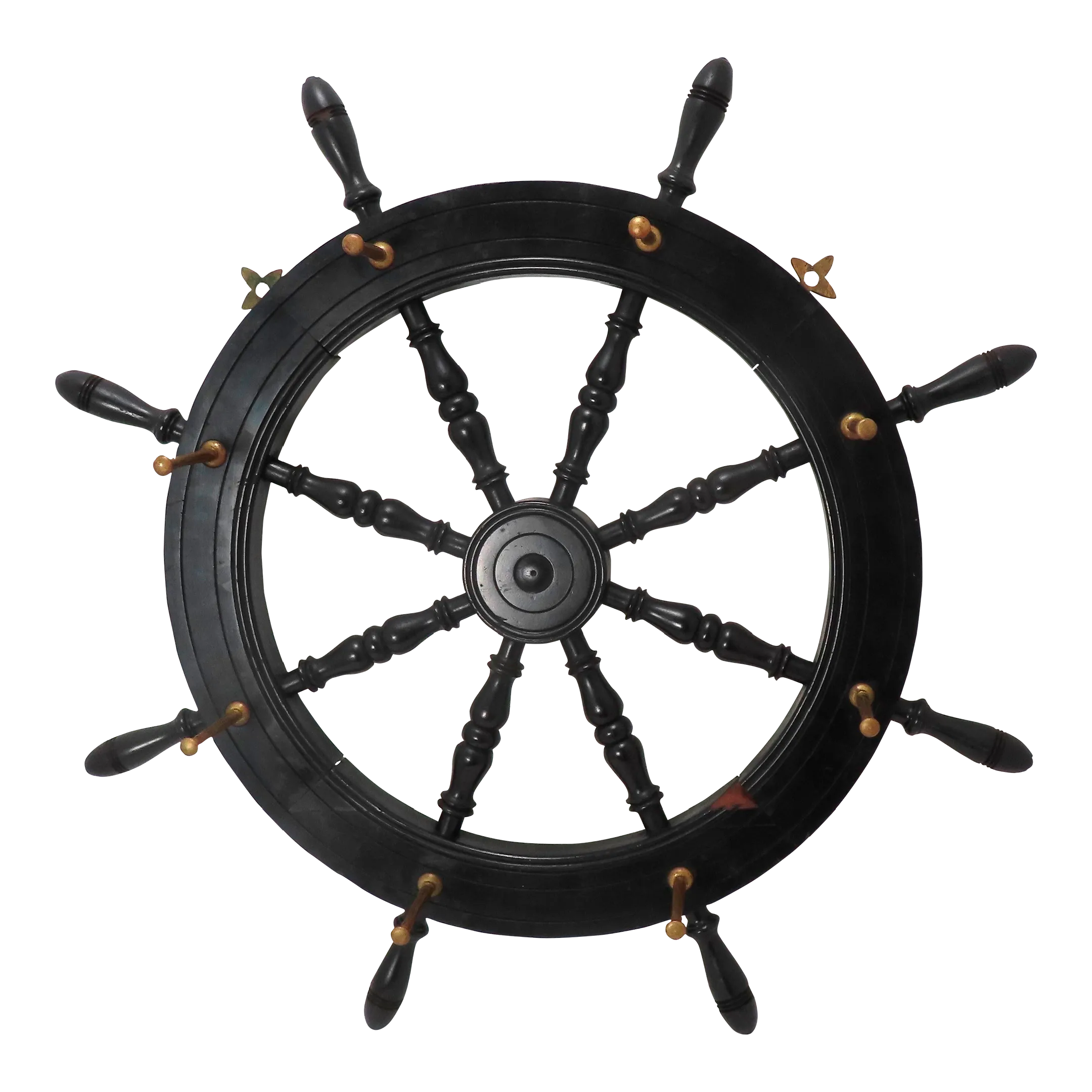 Antique 1880s Ebonized Mahogany & Bronze Ships Wheel Motif Wall Hat ...
