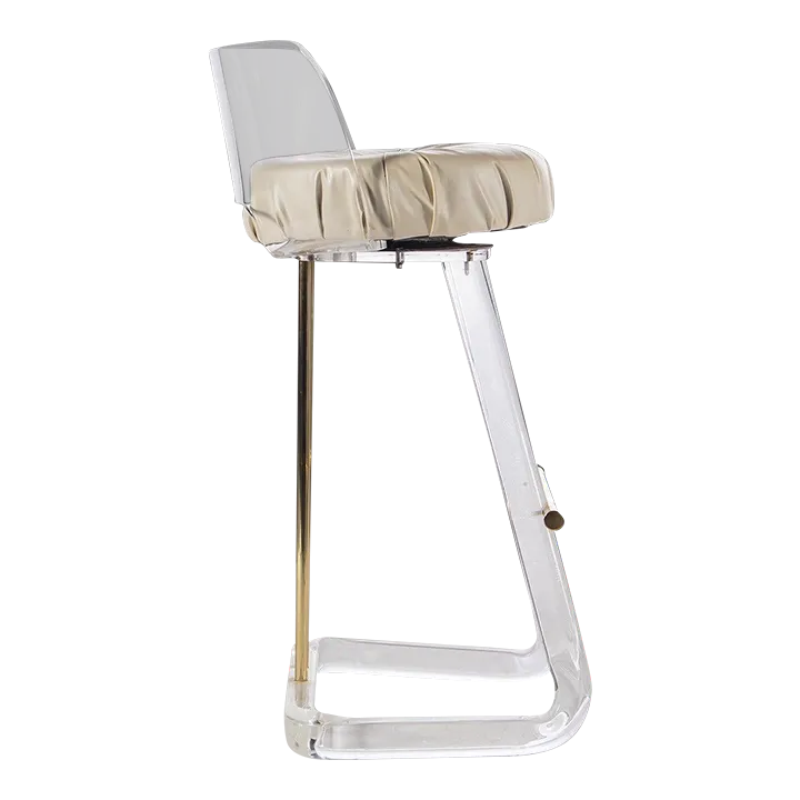 Hollywood Regency Bar Stool / Drafting Stool in Lucite and Brass ...