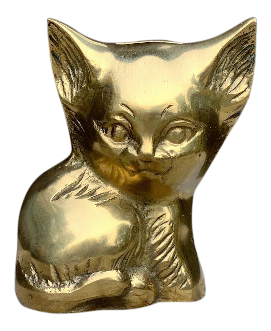 Brass Cat Bank | Chairish