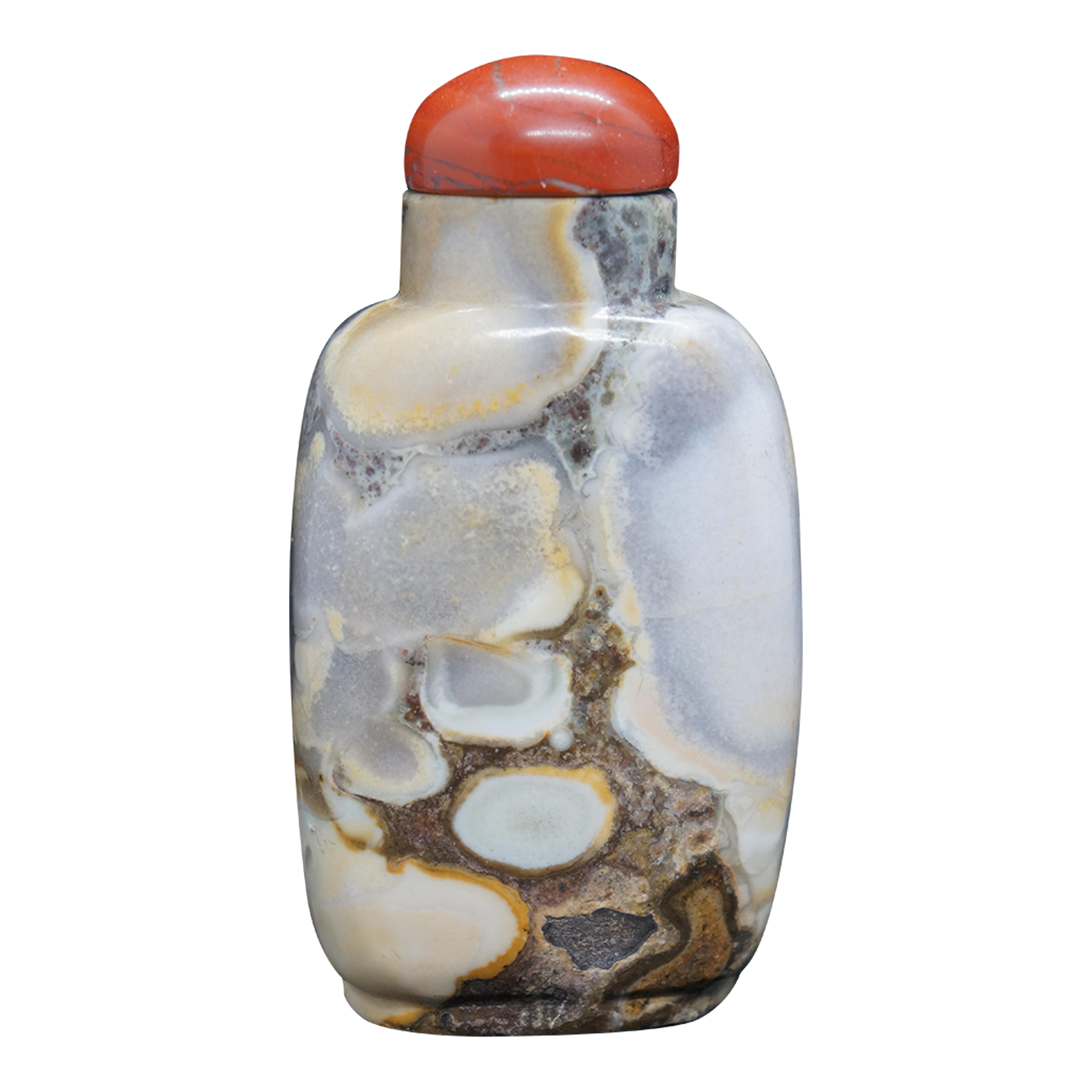 Vintage Jasper Pudding Stone Snuff Bottle | Chairish