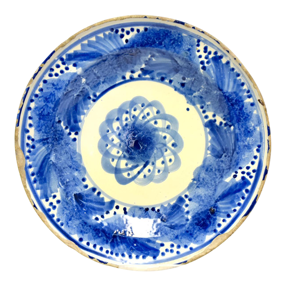 Antique Spanish Ceramic Plate Blue and White | Chairish