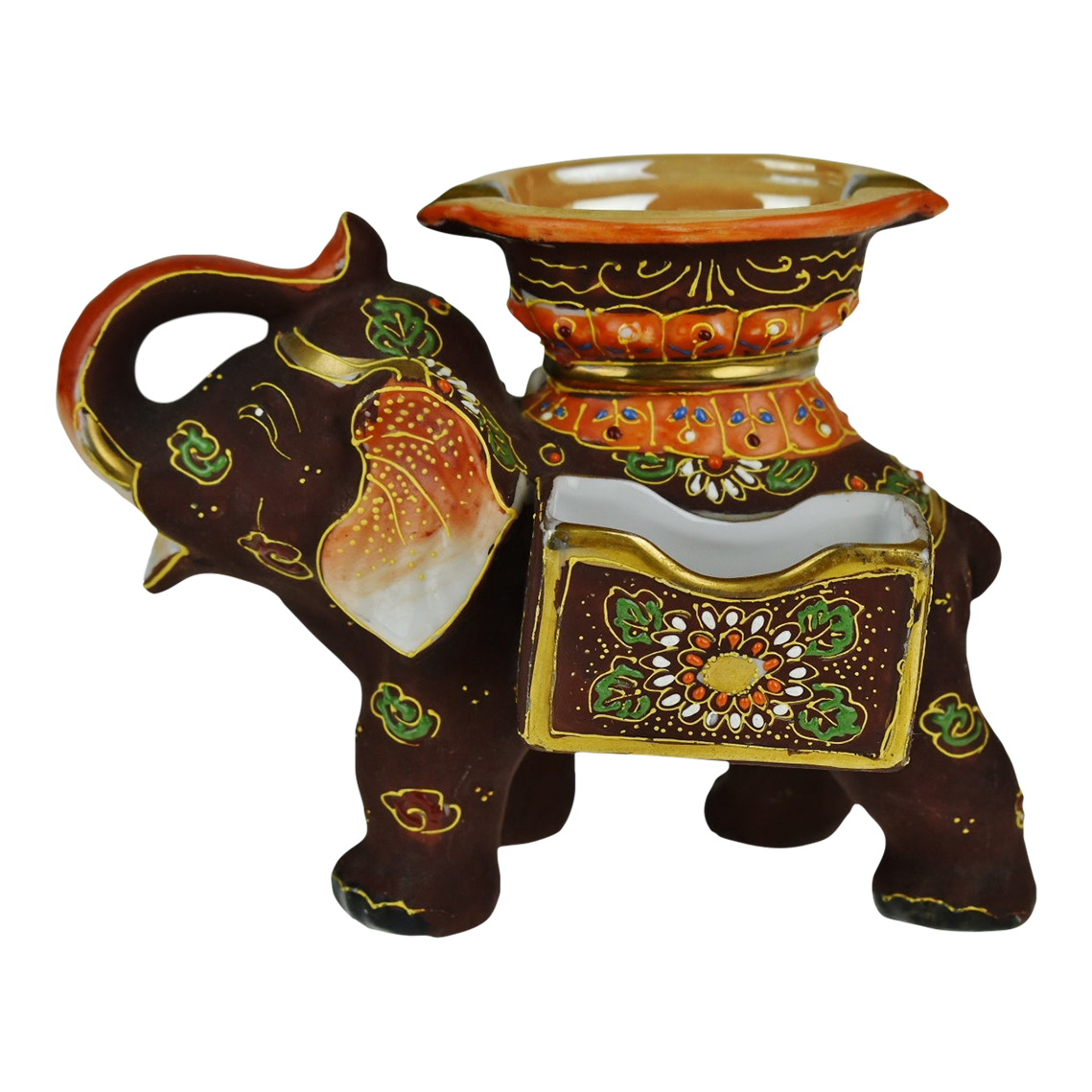 Vintage Japanese Moriage Elephant Ashtray and Match Holder | Chairish