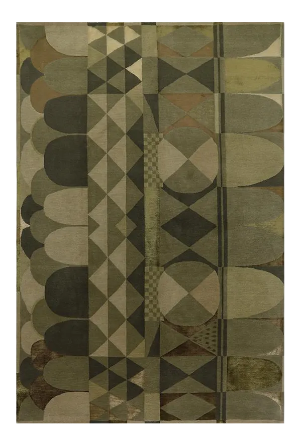 Handwoven Modern Green Area Rug 6'1" X 9'4" | Chairish