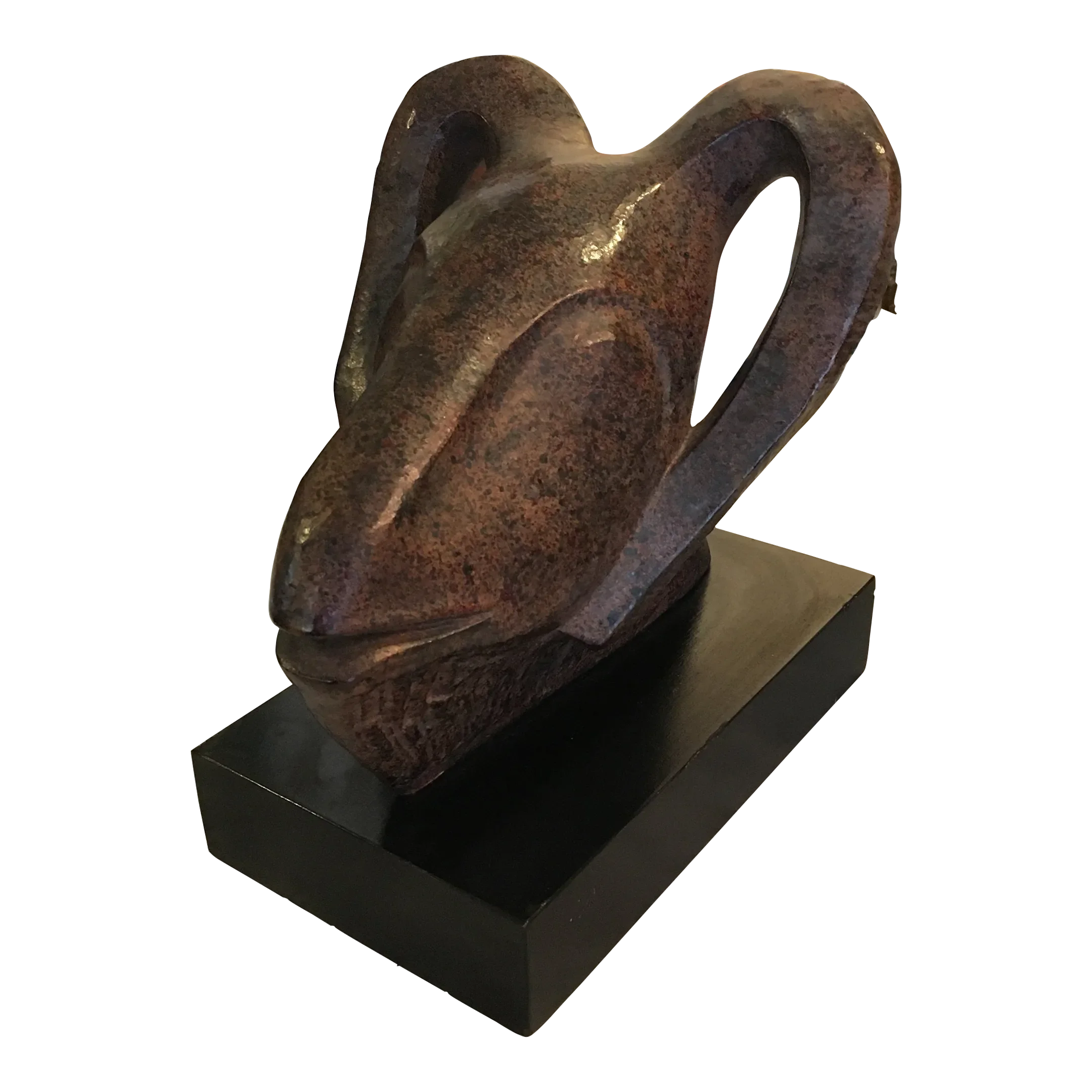 Textured Metal Ram Head Sculpture | Chairish