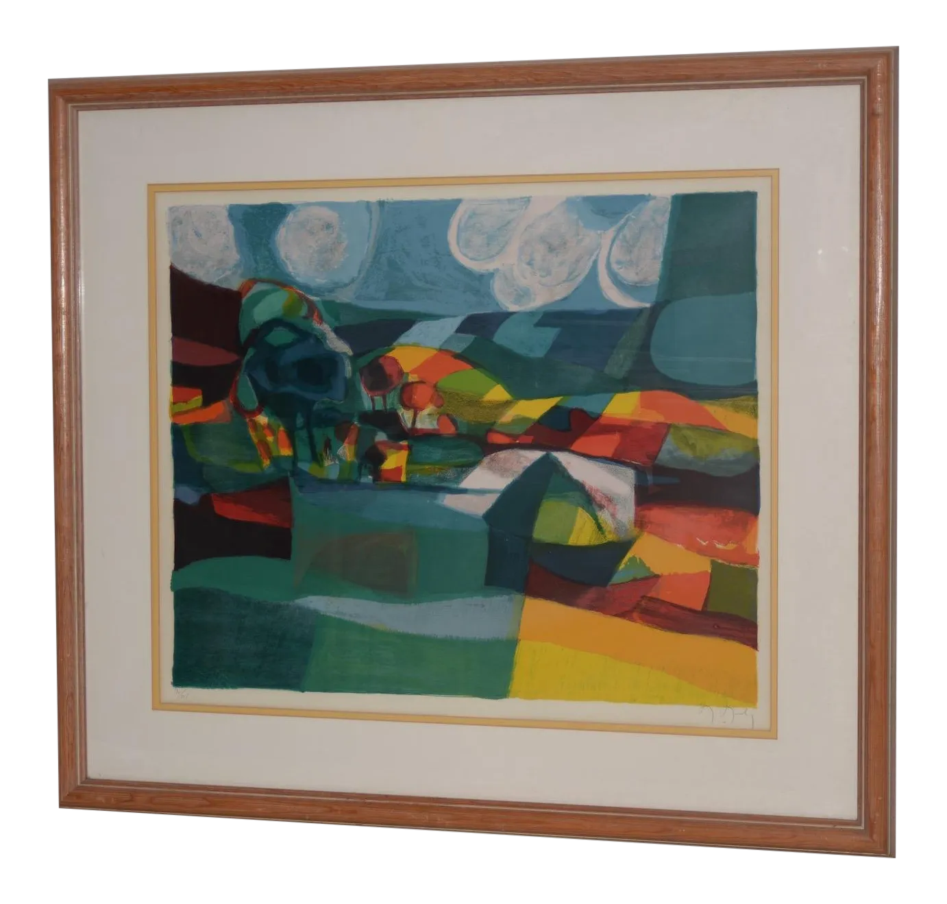 Marcel Mouly Rolling Hills Landscape Color Lithograph S/N | Chairish