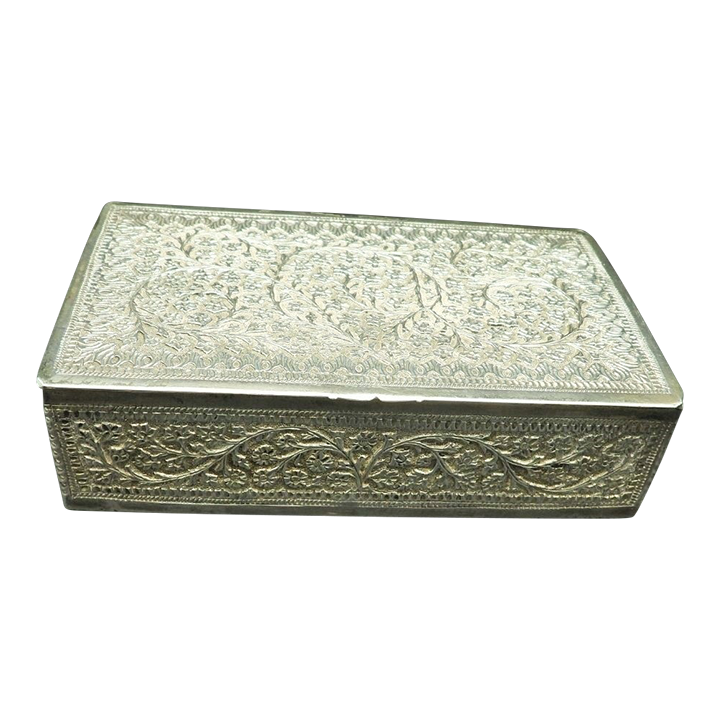 Antique Aestetic Style Floral Sterling Silver & Gilt Box | Chairish