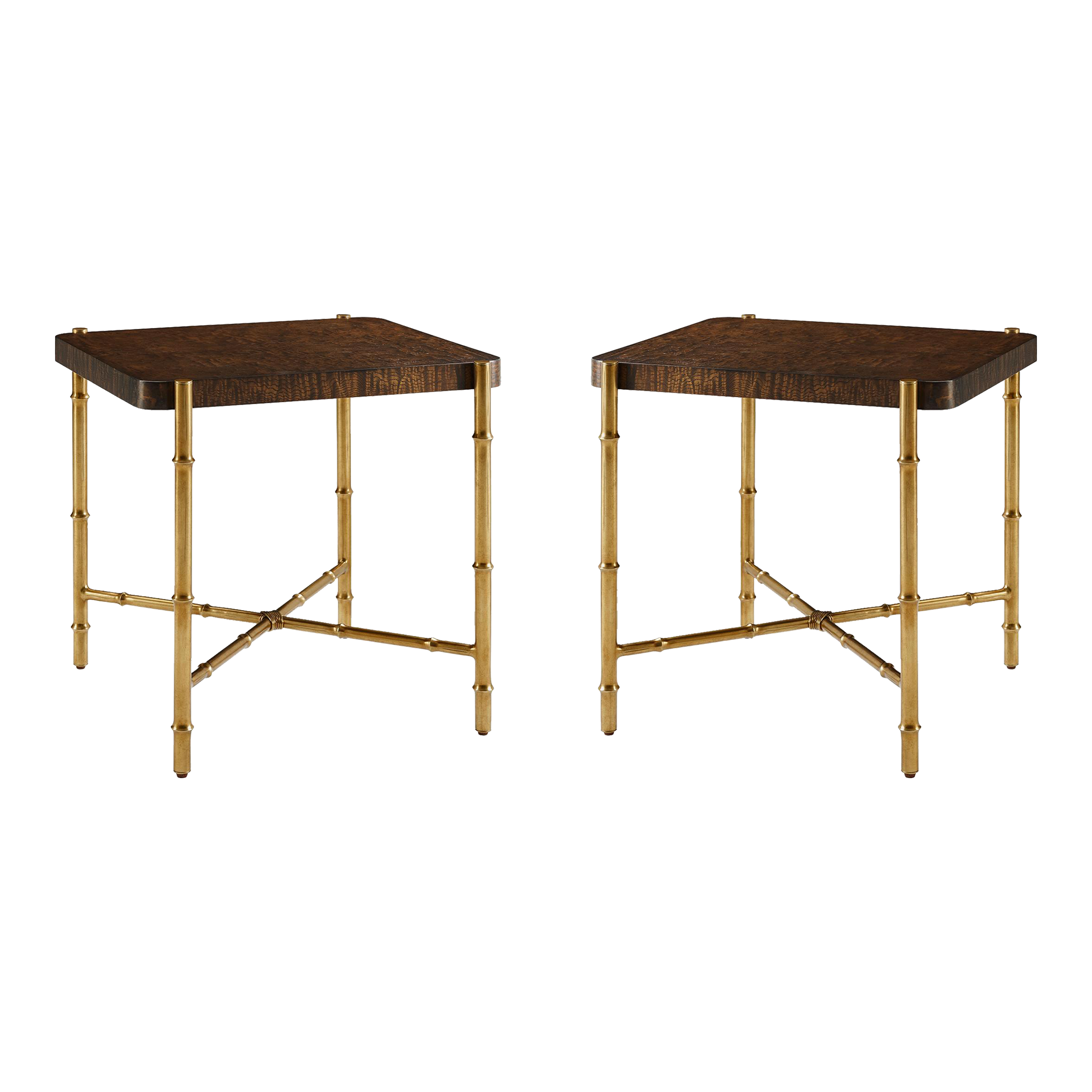 Pair of Mid Century Burl Top End Tables | Chairish