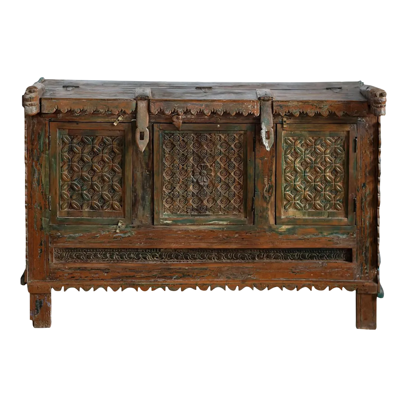 1920s Antique Damchiya Carved Dowry Chest | Chairish