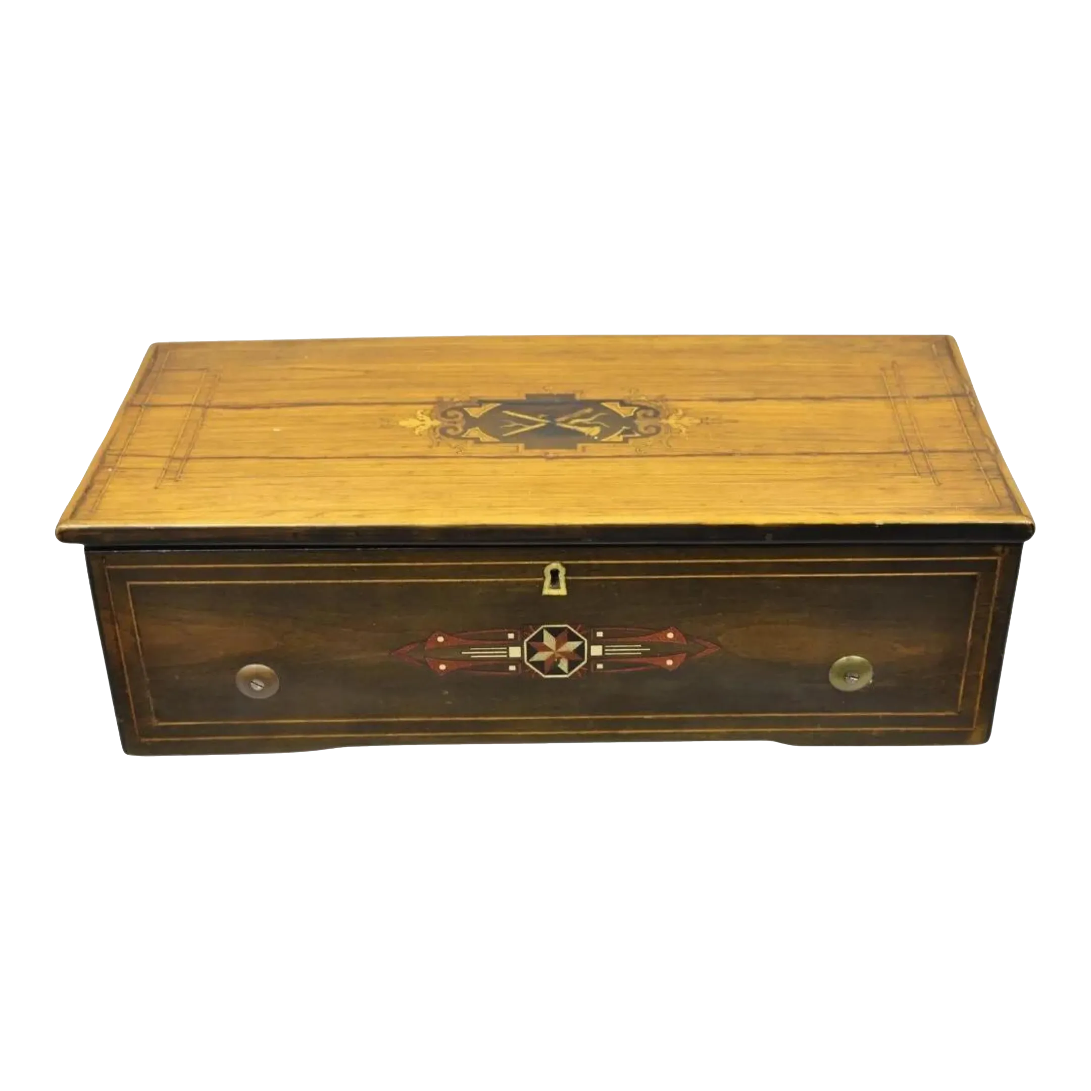 19th Century Antique Swiss Cylinder Roll Music Box 6 Tune Airs With ...