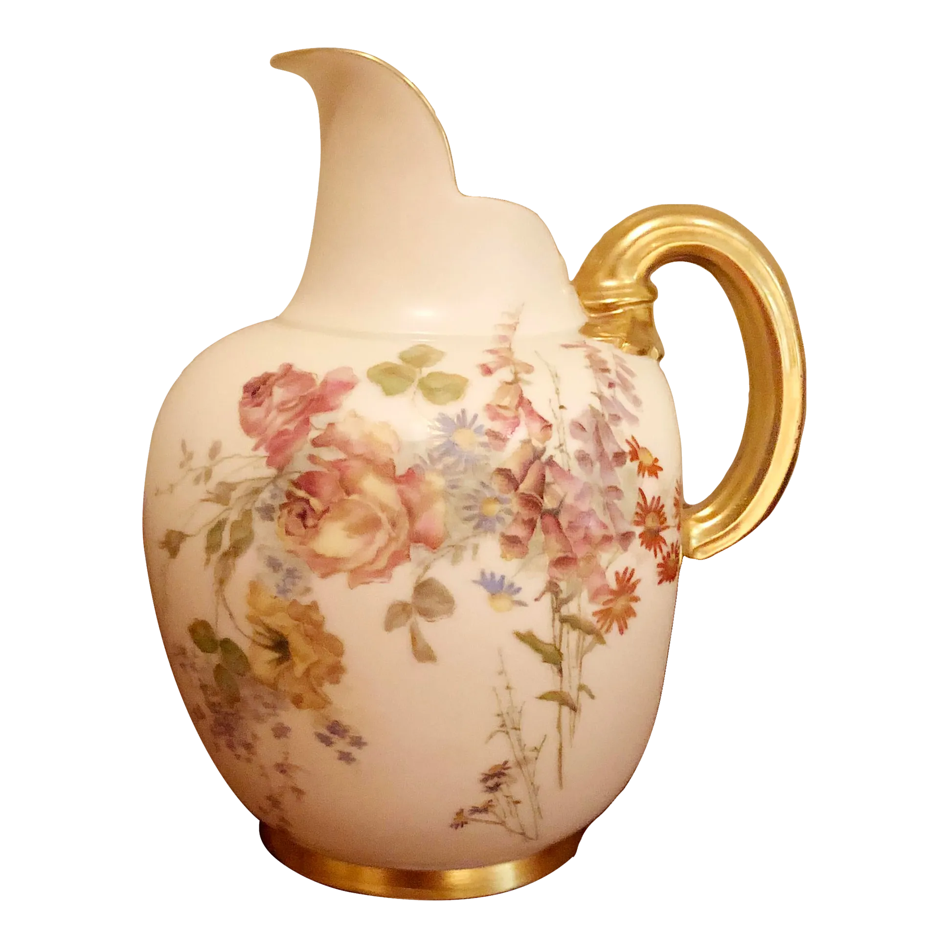 Antique Hand Painted Royal Worcester Pitcher | Chairish