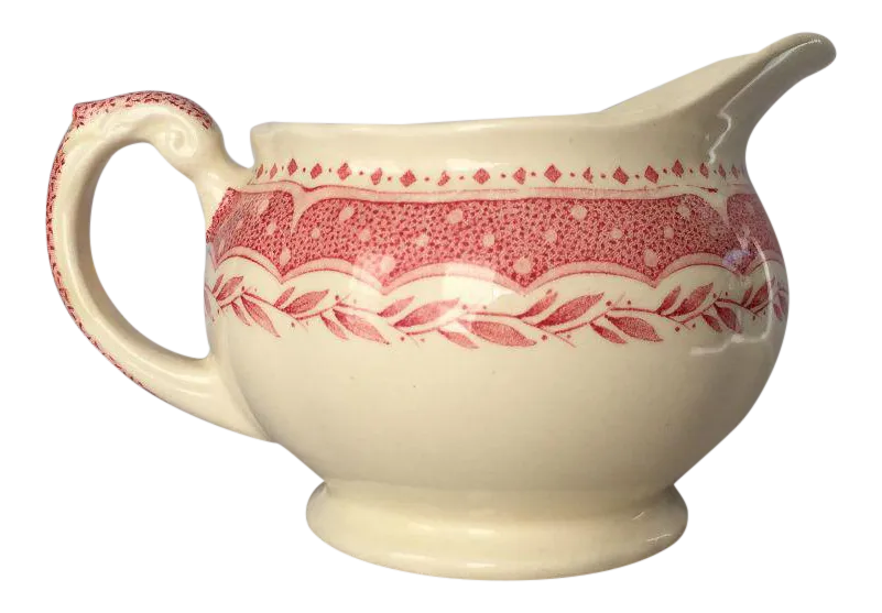 Vintage Pink & Cream Pitcher/Creamer | Chairish