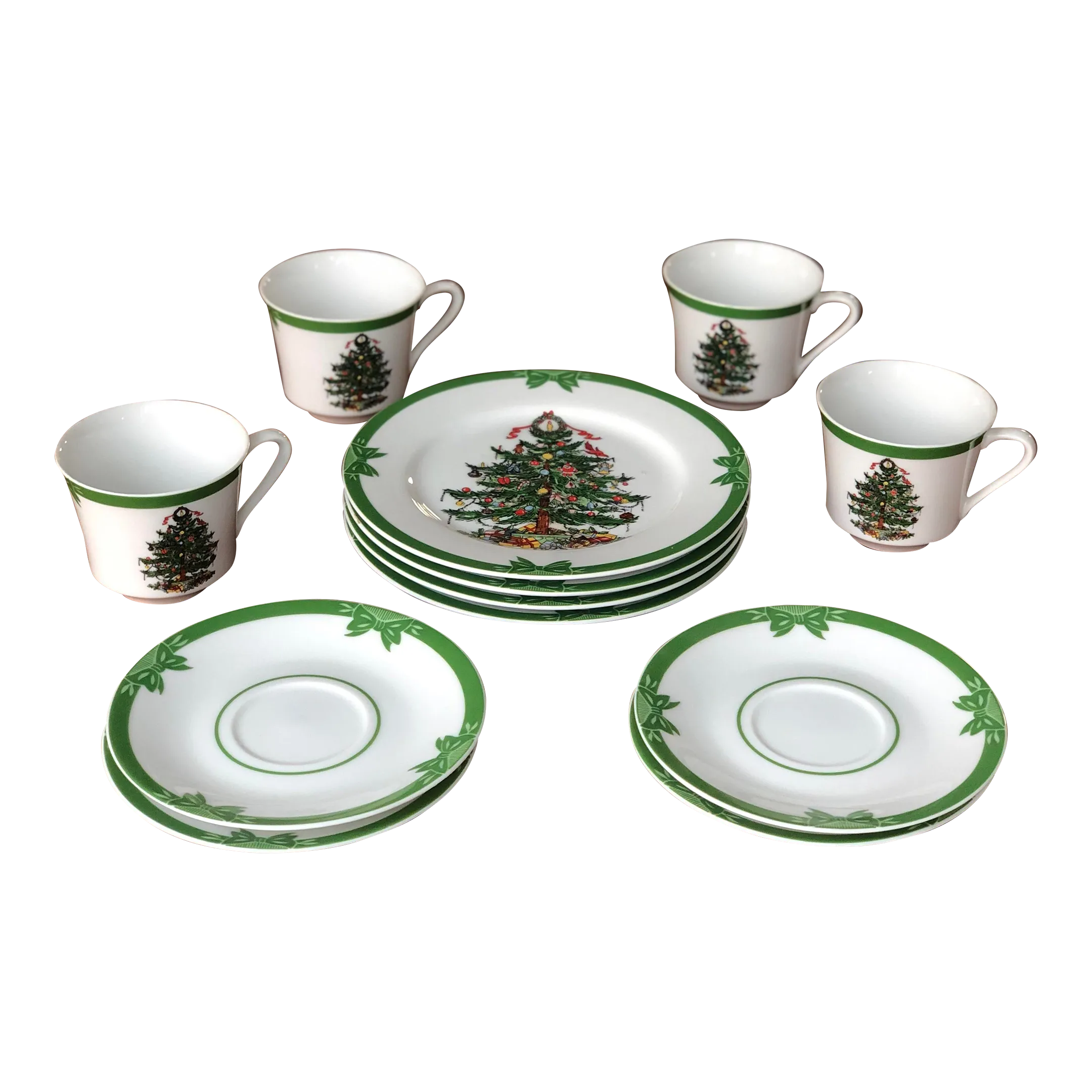 Vintage Georges Briard Christmas “Yule Tide” Cups, Saucers, and Dessert ...